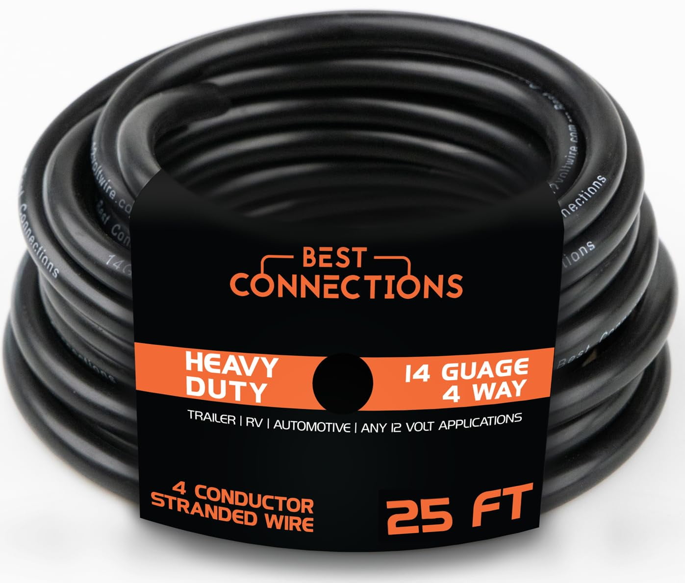 Best Connections 4 Way Trailer Wire Heavy Duty 14 Gauge 4 Conductor ...