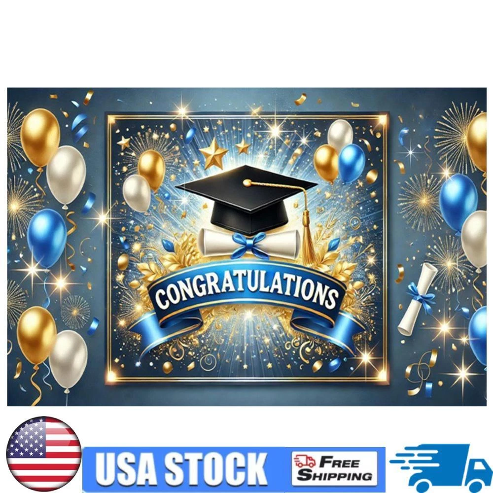 BEST- Congrats Grad Backdrop Banner Reusable For Graduation Ceremony ...
