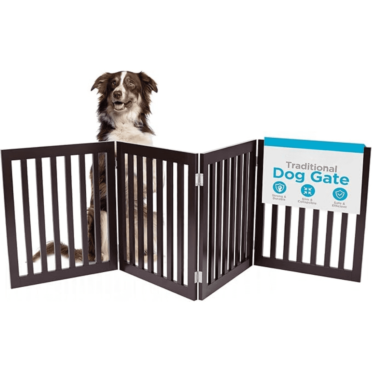 BEST Dog Gate Indoor Freestanding Pet Barrier, Folding Wood Dog Fence ...