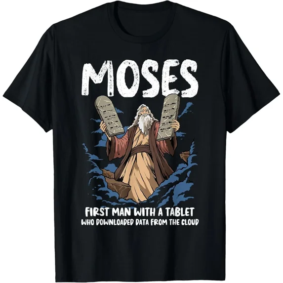 BEST! Funny Moses Christian Humor Bible Gospel Data Cloud Tee Size S ...