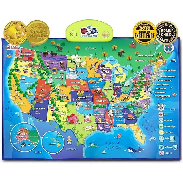 BEST LEARNING i-Poster My USA Map | Interactive Talking Poster for Kids ...