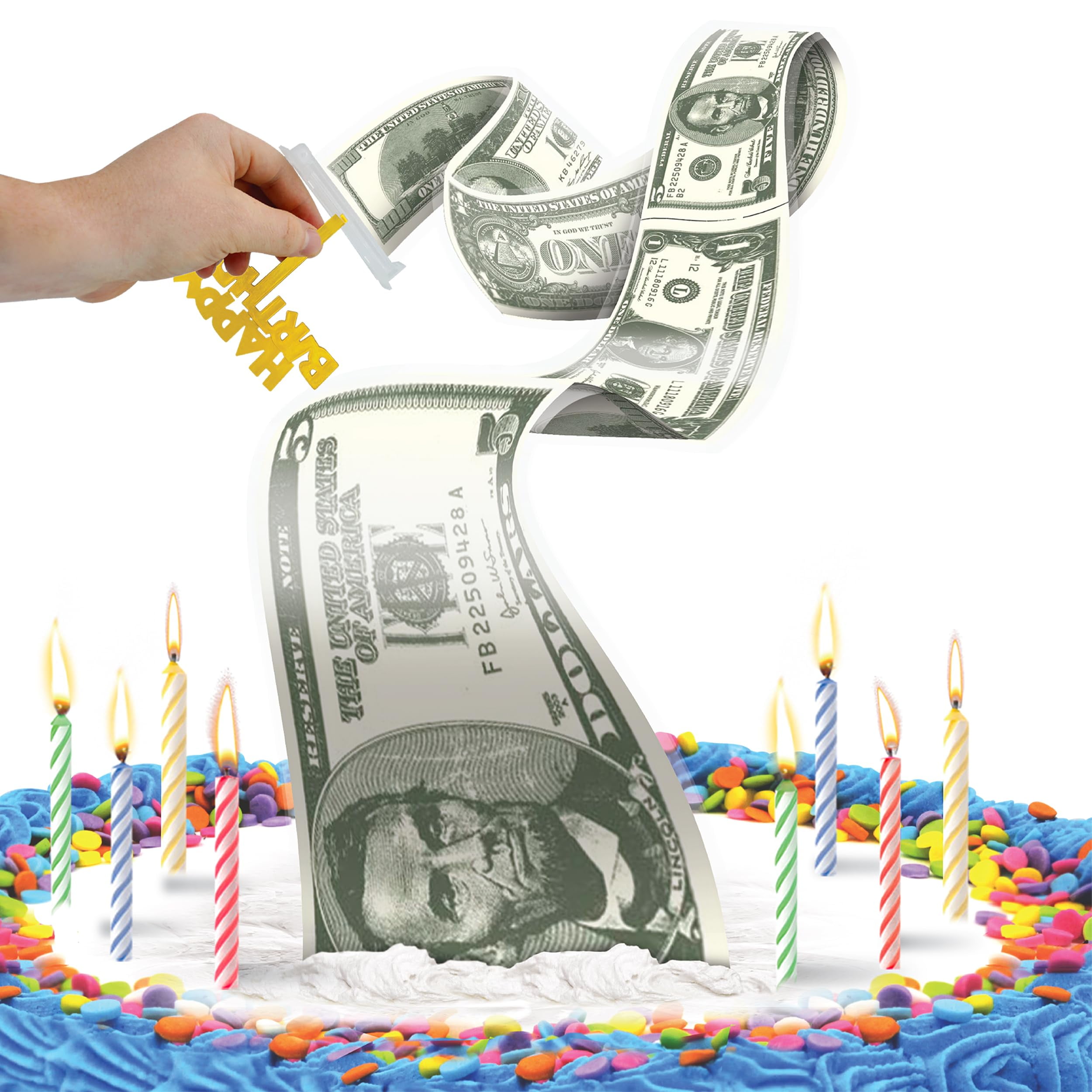 BEST PARTY EVER! Cash Stash Cake Surprise Candle Set, Pull Out Money ...