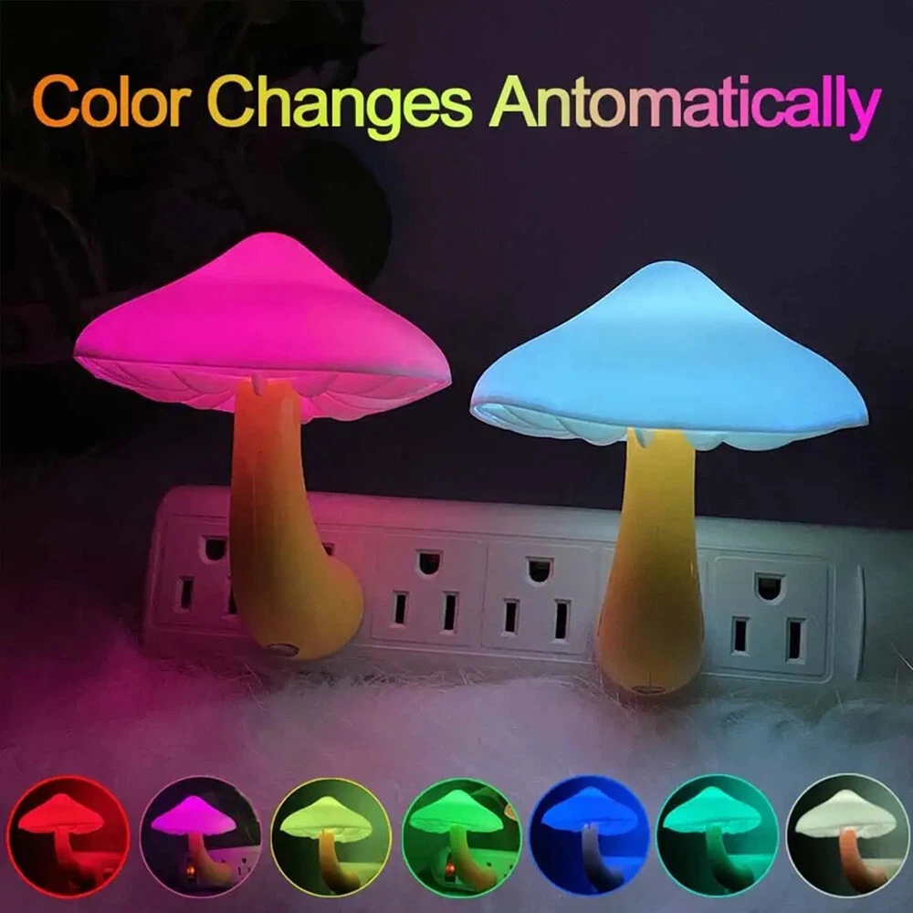 BEST- [Pack Of 3] Mushroom Night Light With Dusk To Dawn Sensor For ...