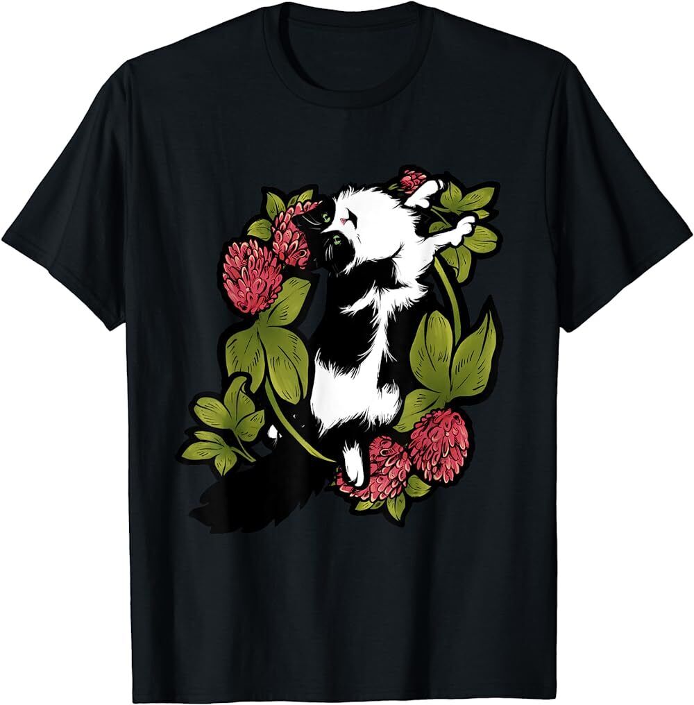 BEST TO BUY Cute Tuxedo Cat Clover Floral Cat Lover Gift Idea T-Shirt ...