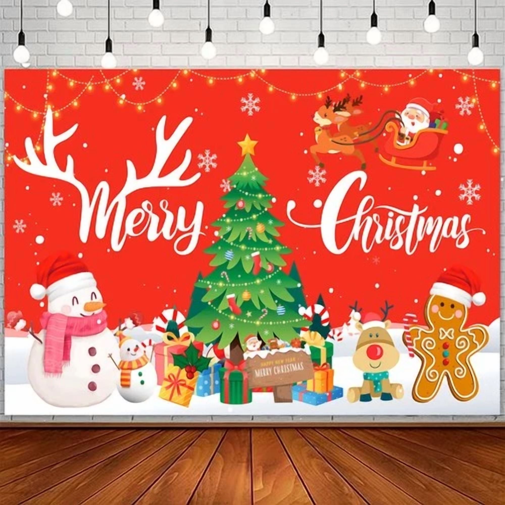 BEST- Winter Red Merry Christmas Tree Backdrop Banner Photo Background ...