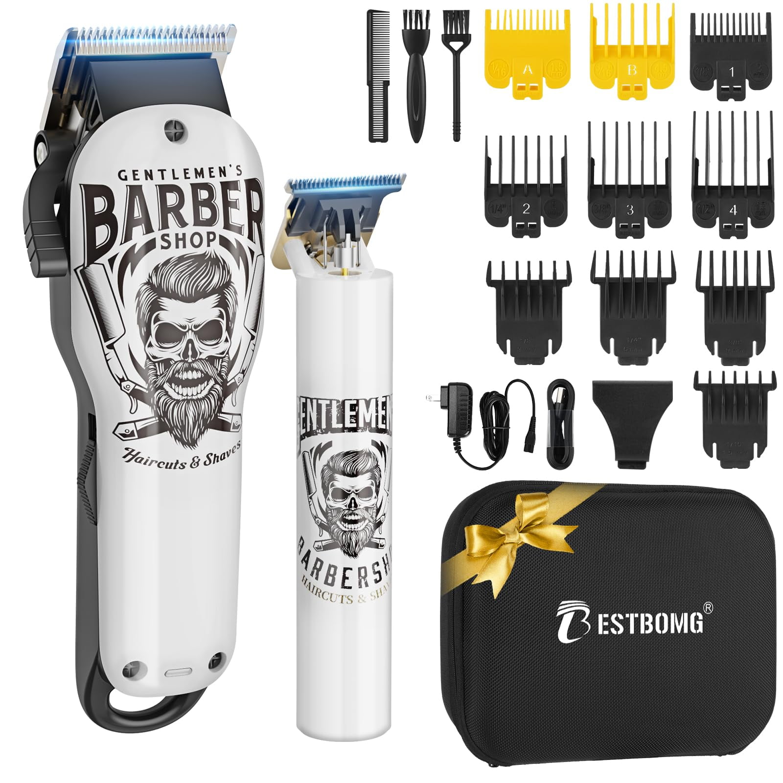 BESTBOMG 2PCS Professional Hair Clippers Cordless Hair Haircut Kit ...