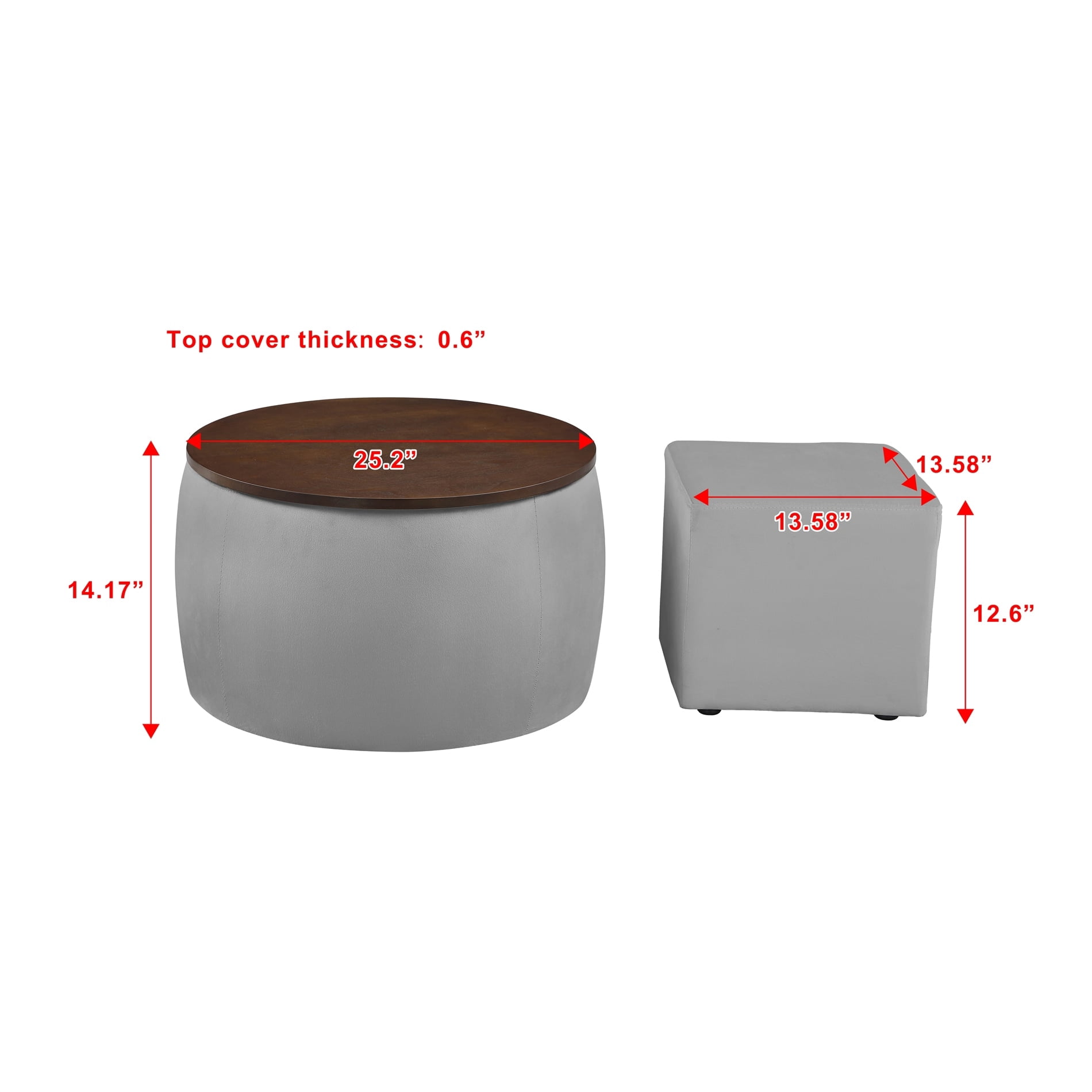 BESTCOSTY 2 in 1 Combination Round Ottoman Set ,Coffee Table with ...