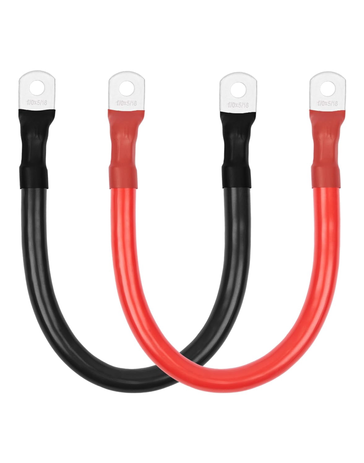 BESTEK 1/0 AWG Gauge Red and Black Battery Cables 5/16" in Lugs, 12 ...