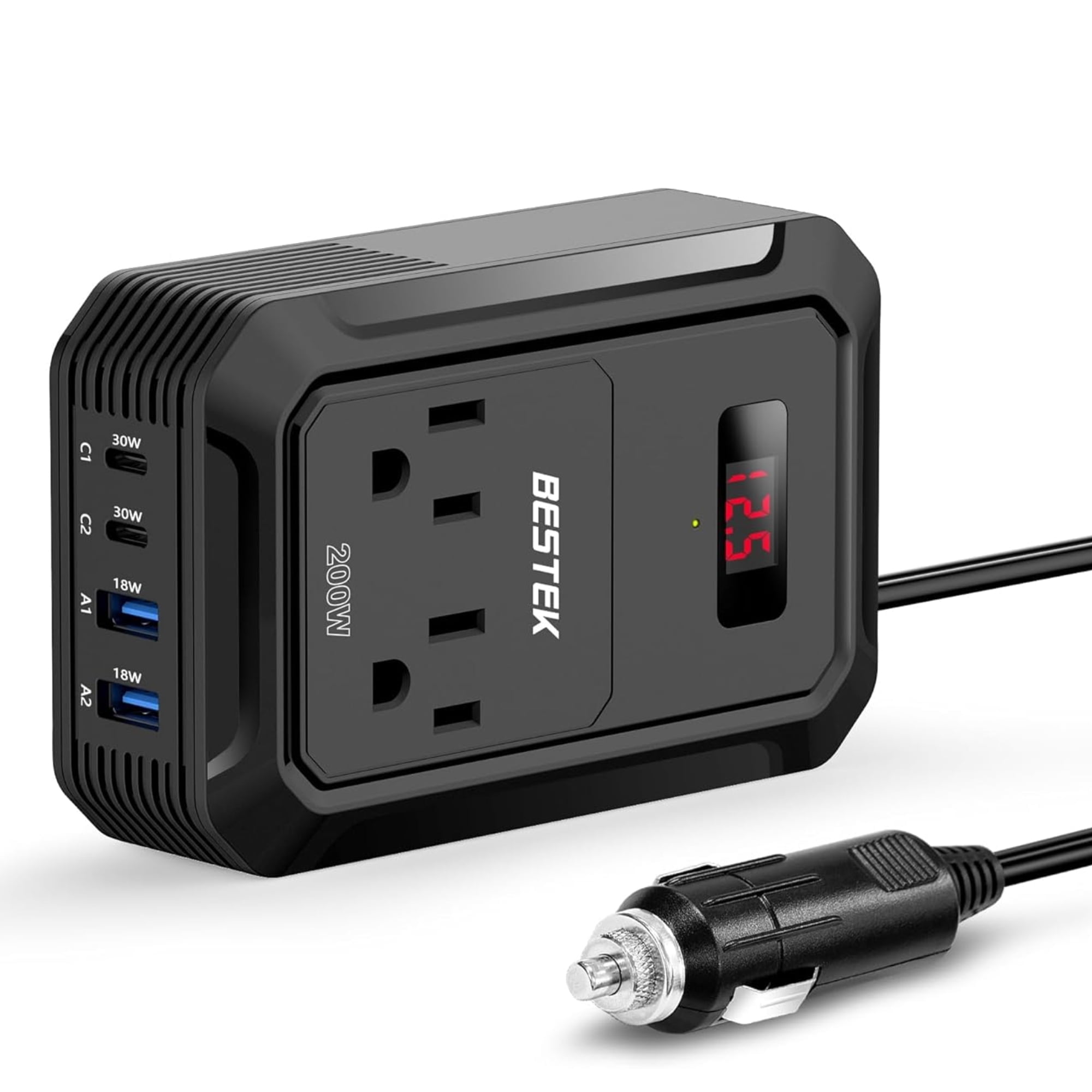 BESTEK 200W Car Power Inverter - DC 12V to 110V AC Converter with 2 USB ...