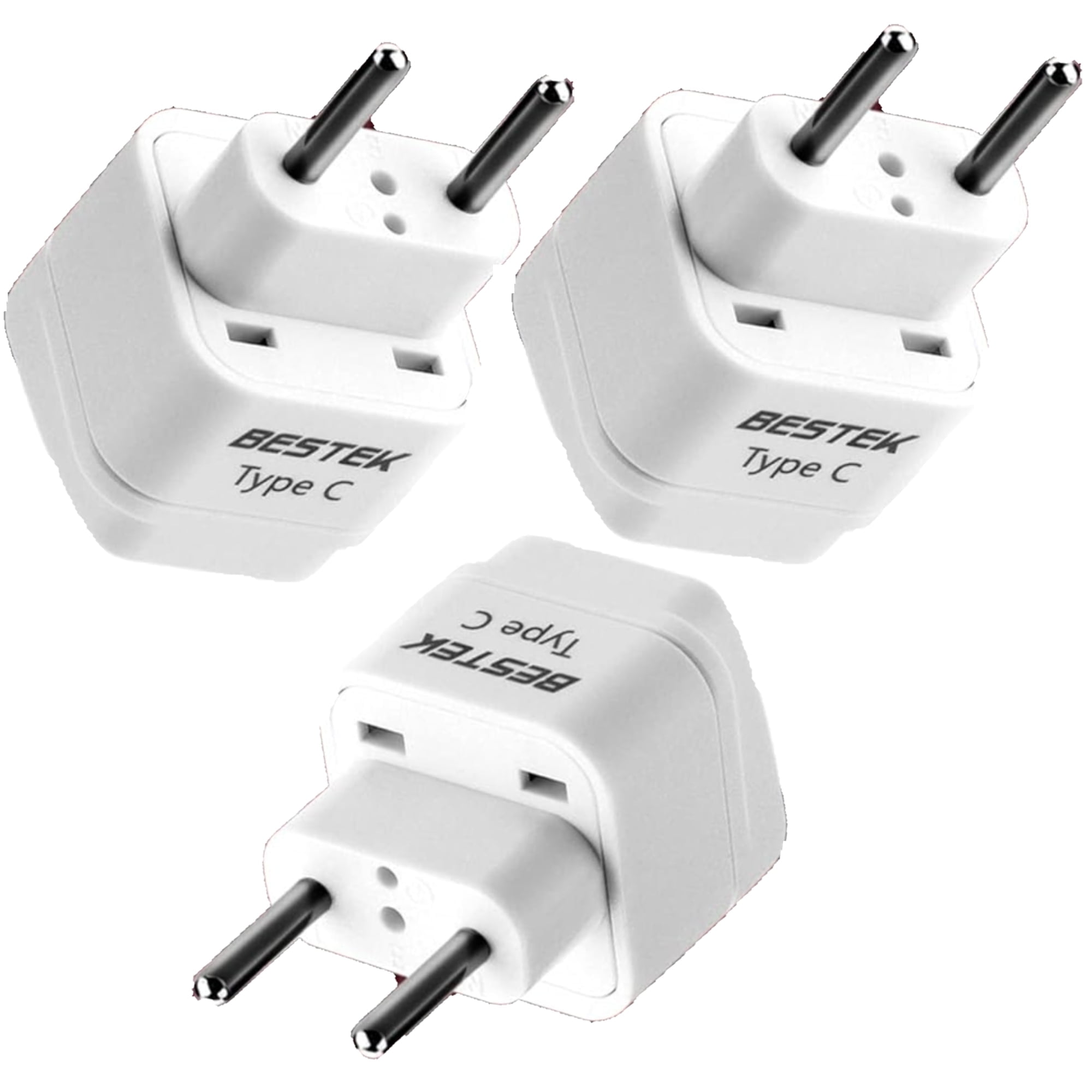 BESTEK 3 Pack European Travel Plug Adapter, Grounded Universal Power ...