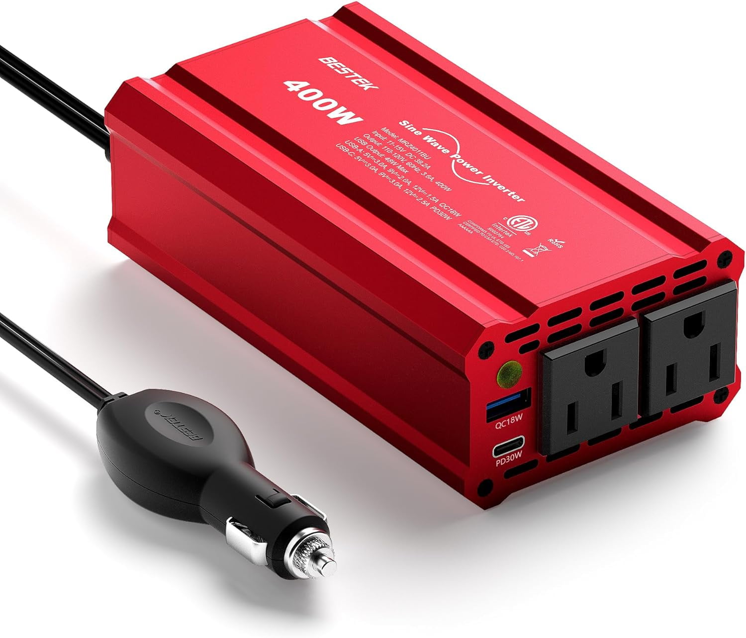 BESTEK 400W Car Power Inverter DC 12V to AC 110V Car Plug Inverter ...