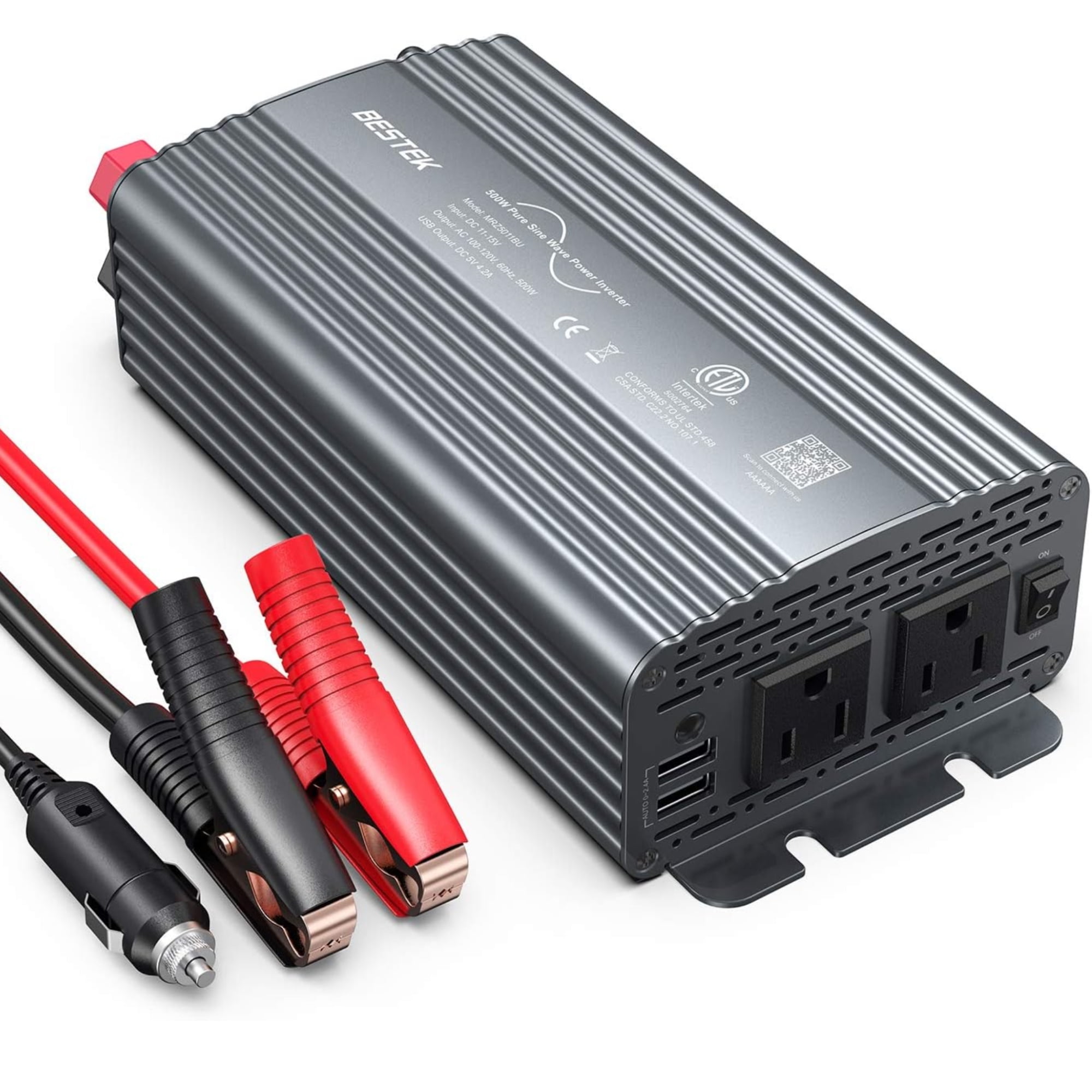 Free Shipping! BESTEK 500W Pure Sine Wave Power Inverter DC 12V to 110V ...