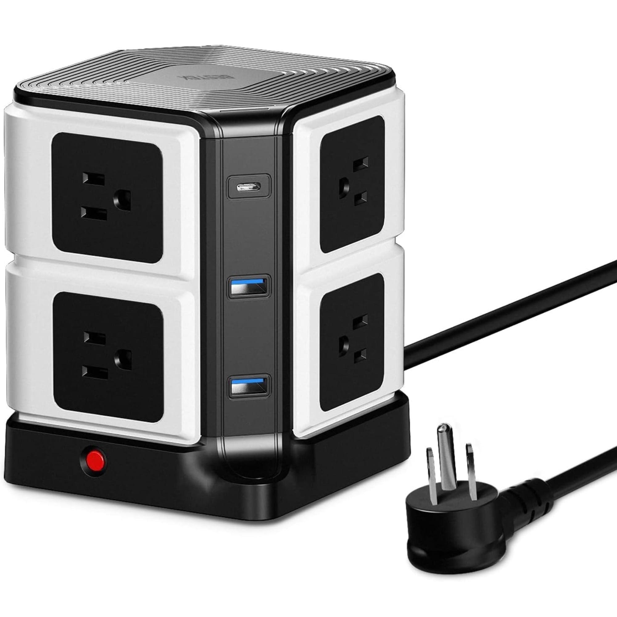 BESTEK 8 Outlet 6 USB Power Strips Tower, Surge Protector PD20W USB C ...
