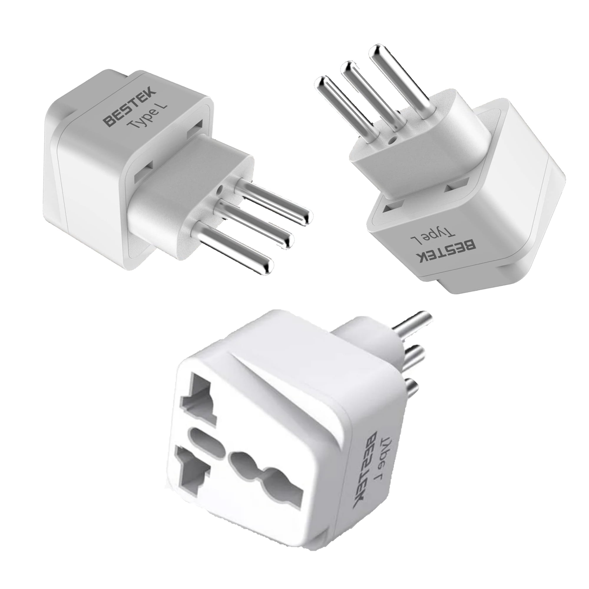 BESTEK 3 Packs Grounded Universal Plug Adapter Travel Plug USA to Italy ...