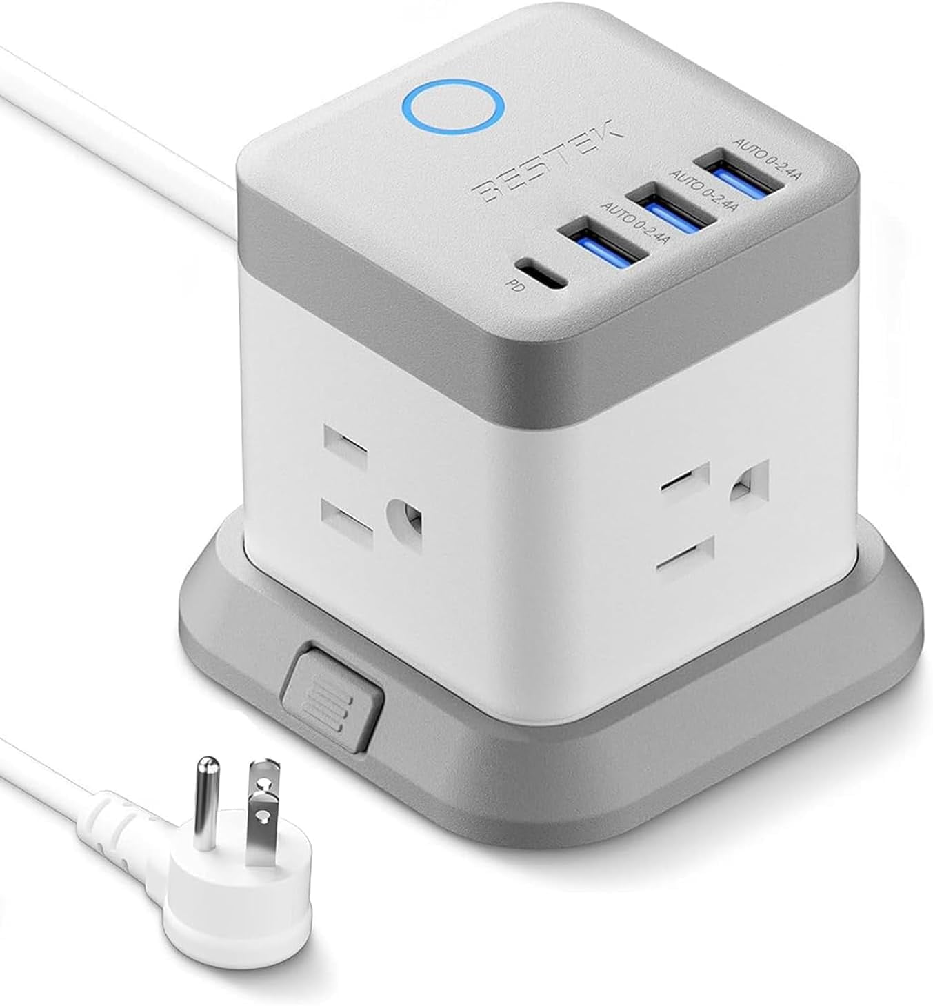 BESTEK Power Strip with USB, Vertical Cube Mountable Power Outlet ...