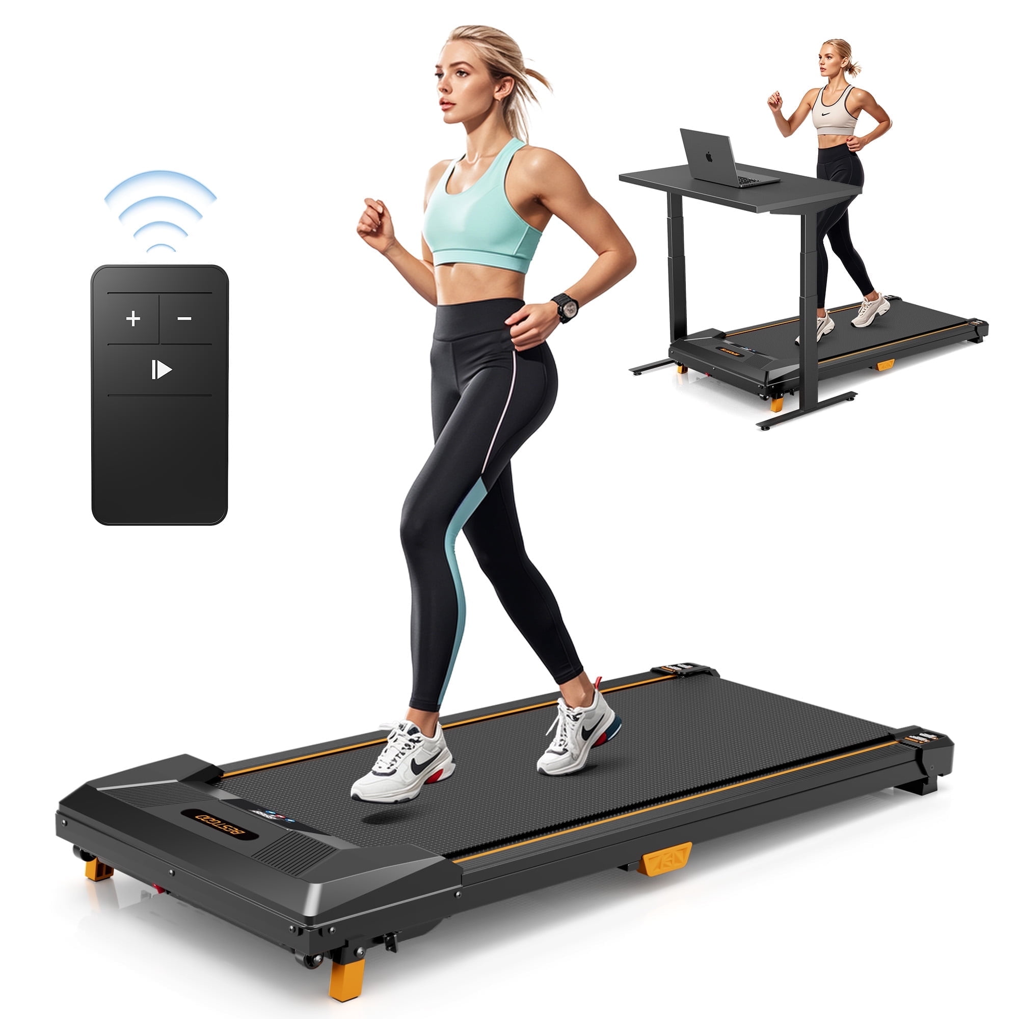 Under Desk Treadmill Walking Pad, 2.5HP 2-in-1 Jogging Foldable ...