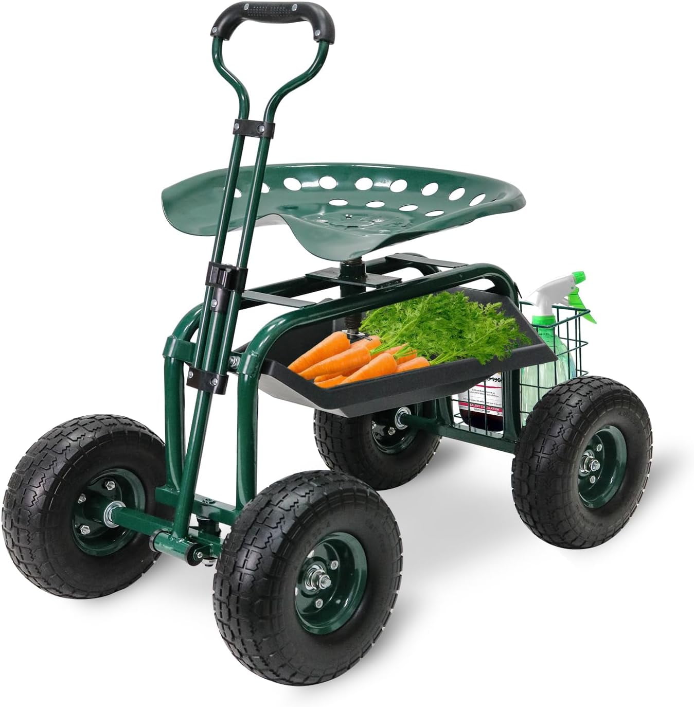 BESTHLS Garden Cart with Seat on Wheels Rolling Gardening Stool with ...