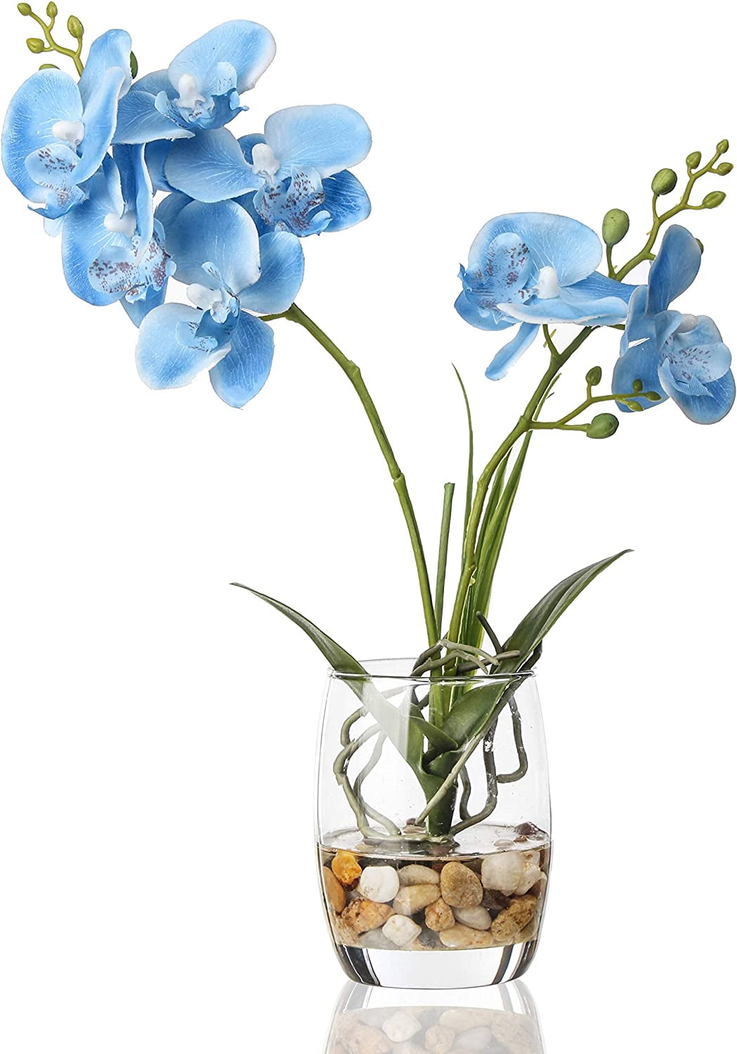 BESTKITTY 1 Pcs Glass Vase Artiial Ord Flower Bonsai Vivid Phalaenopsis ...