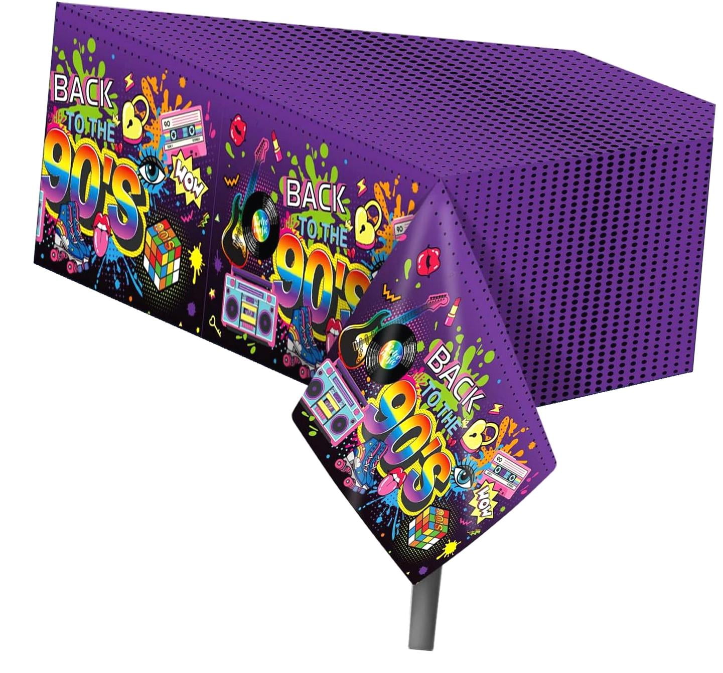 BESTKITTY 1 Pieces 90s Party Plastic Tablecloth 54 x 87 Inch Long Table ...