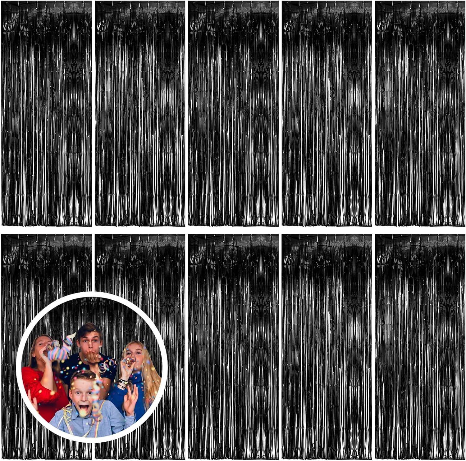 BESTKITTY 10 Pa Bla Party Streamers Badrop Tinsel Foil Fe Curtains ...