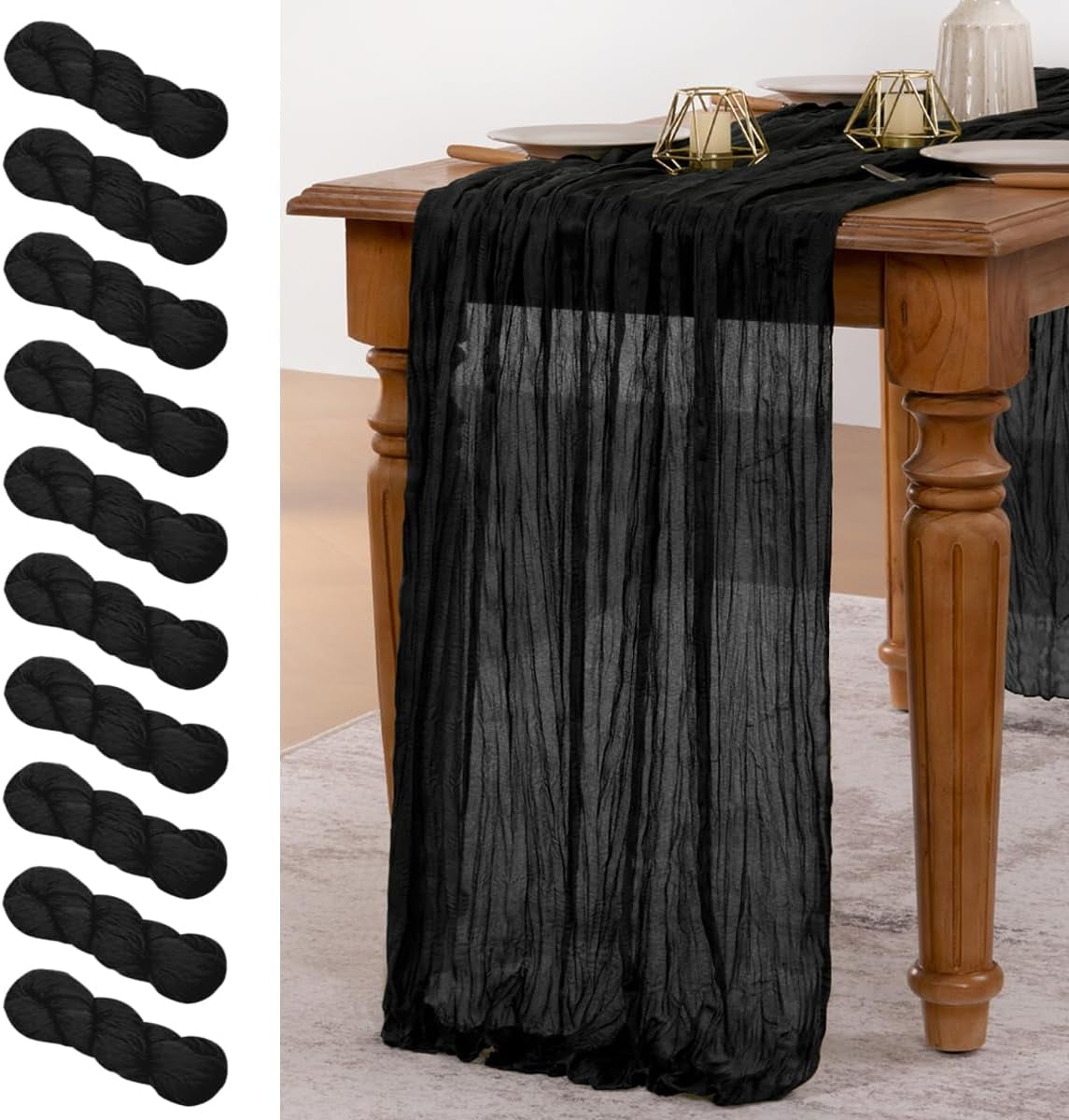 BESTKITTY 10 Pa Bla eesecloth Table Runner Boho eese Cloth Gauze 160 in ...