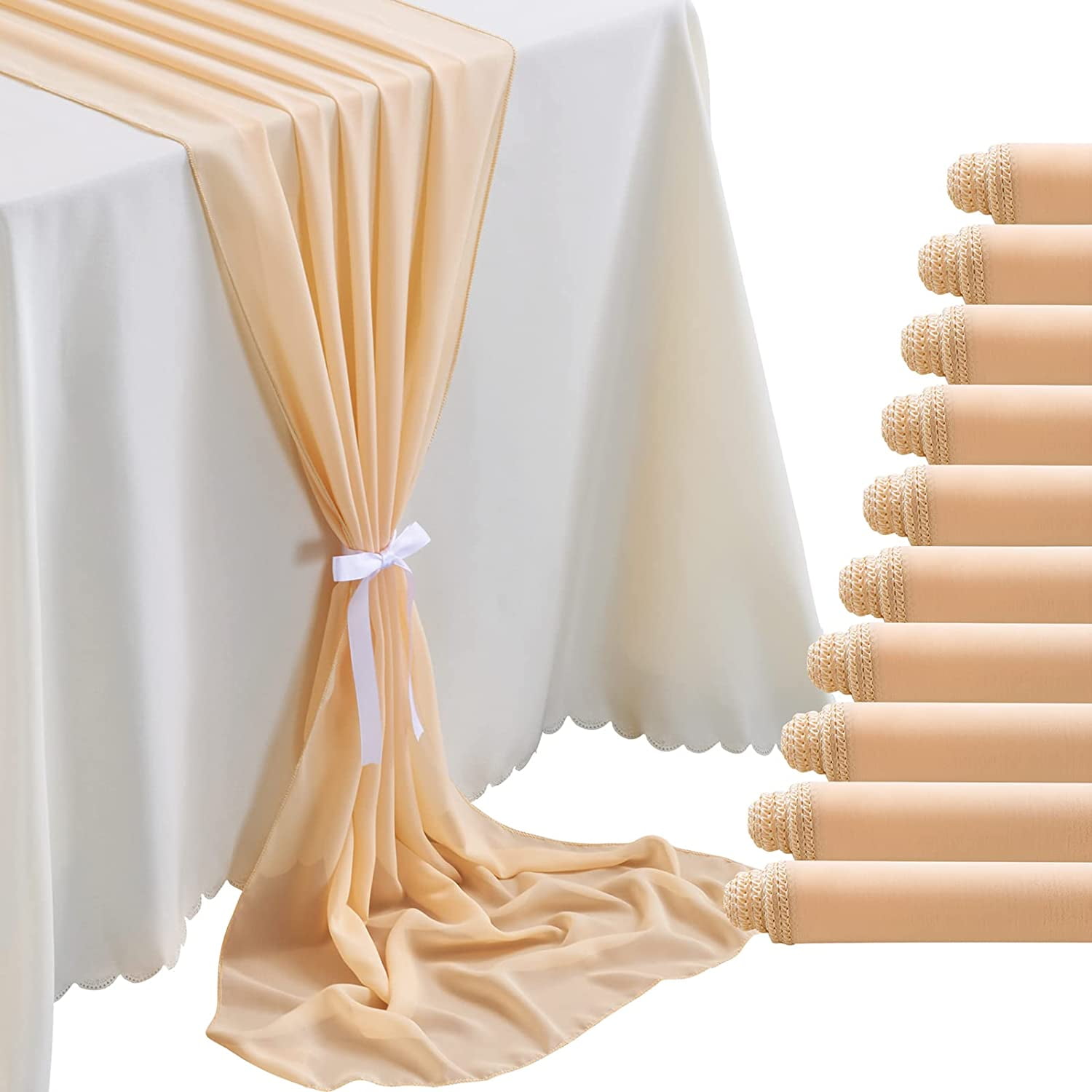 BESTKITTY 10 Pa ampagne ffon Table Runner 10Ft Wedding Table Runner ...