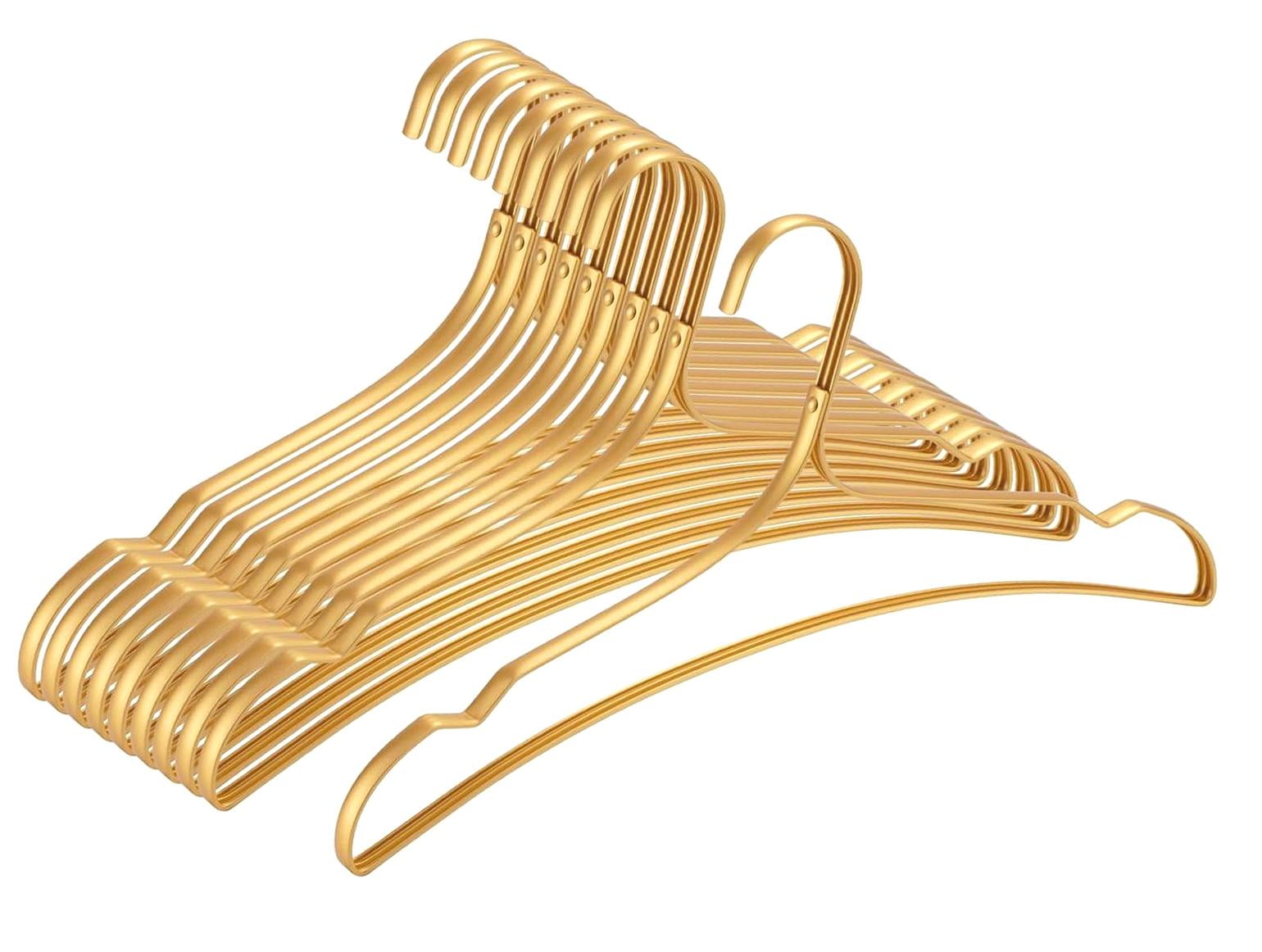 BESTKITTY 10 Pack Gold Aluminum Hangers, 16.5"" and Durable Metal Shirt ...