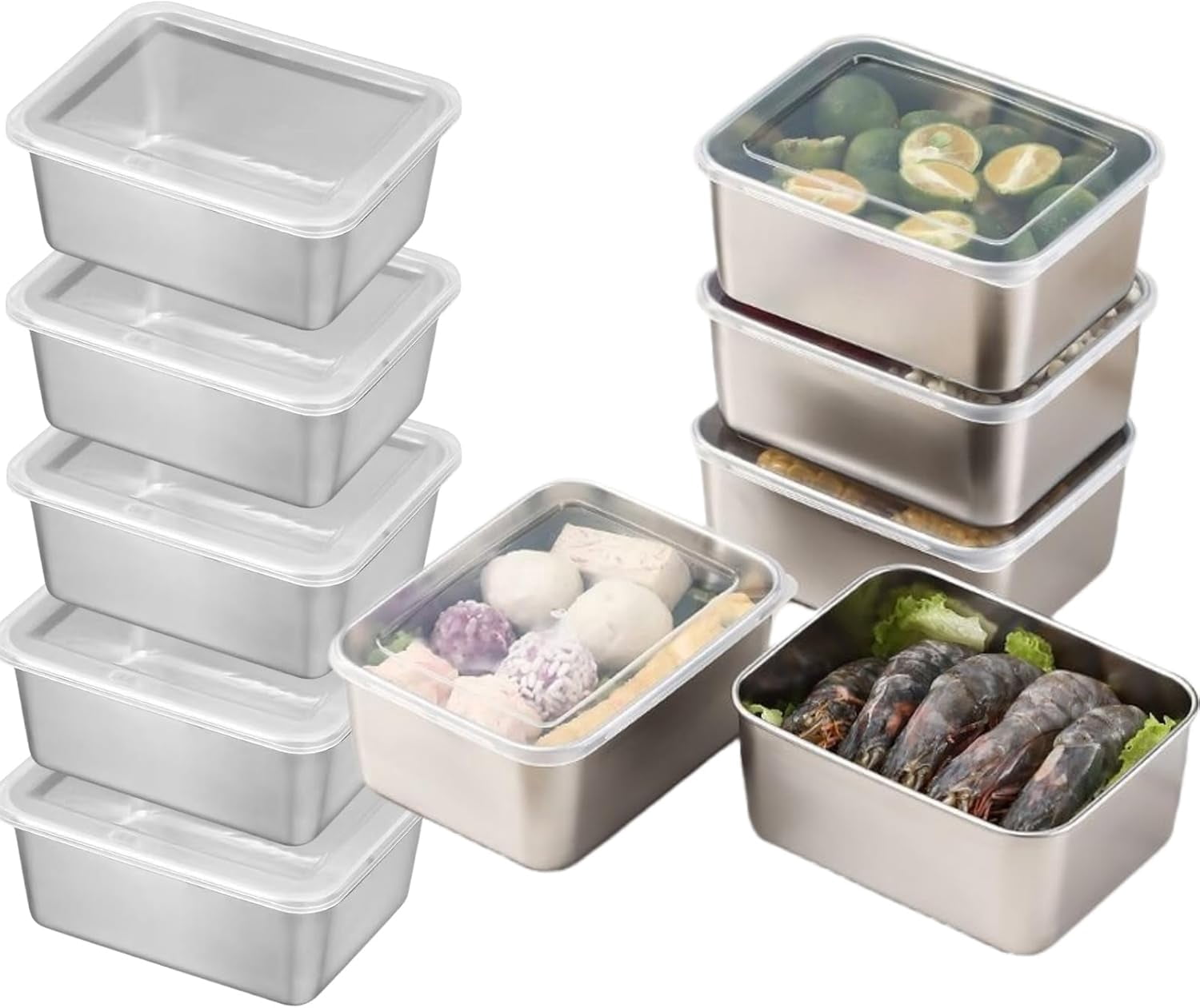 BESTKITTY 10-Pcs Stainl Steel Leak-of Sna Boxs with Lids - en Seasoning ...