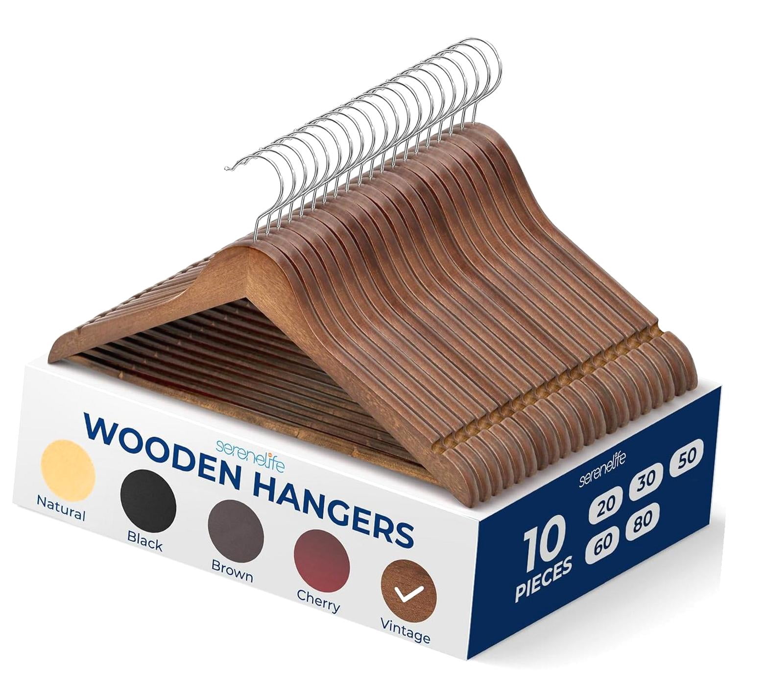 BESTKITTY 10-Piece Classic Wooden Suit Hangers – Premium Solid Timber ...