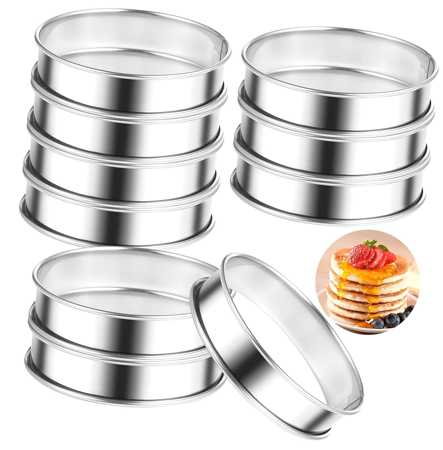 BESTKITTY 10 Piece English Muffin Rings Set, Nonstick Crumpet Rings 4 ...