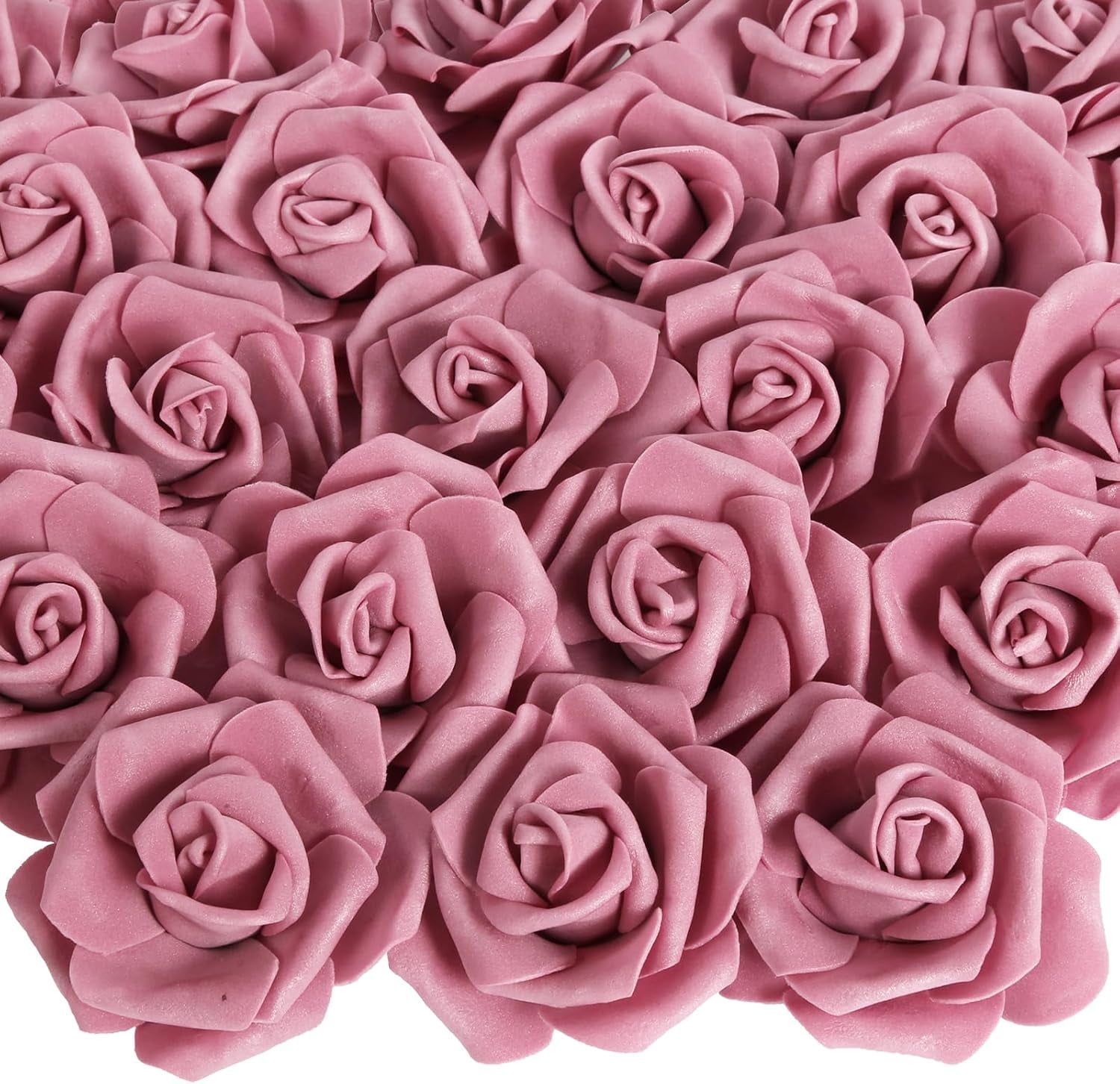 BESTKITTY 100 PCS Arti Mauve Fake Roses Arti Foam Flowers Real Lo Foam ...