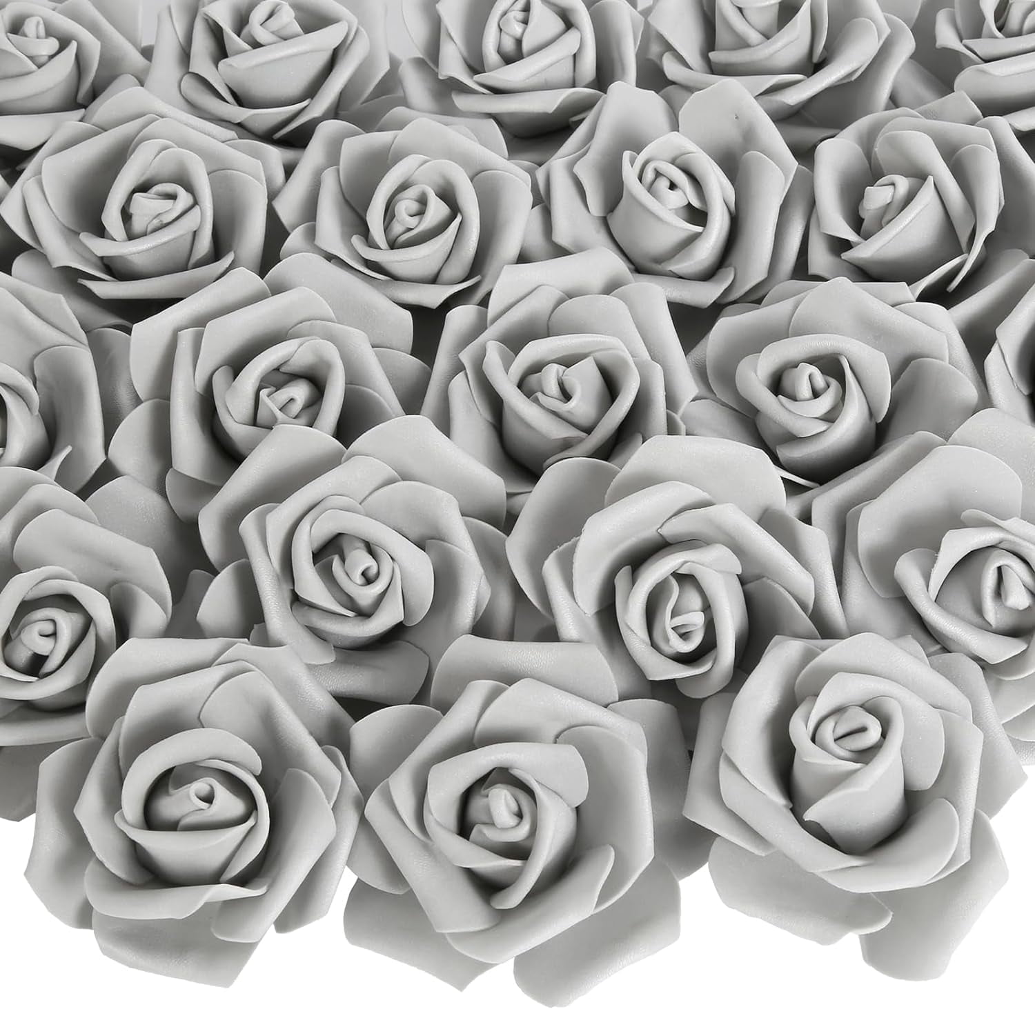 BESTKITTY 100 PCS Foam Roses Grey Rose Arti Foam Flowers Fake Flowers ...