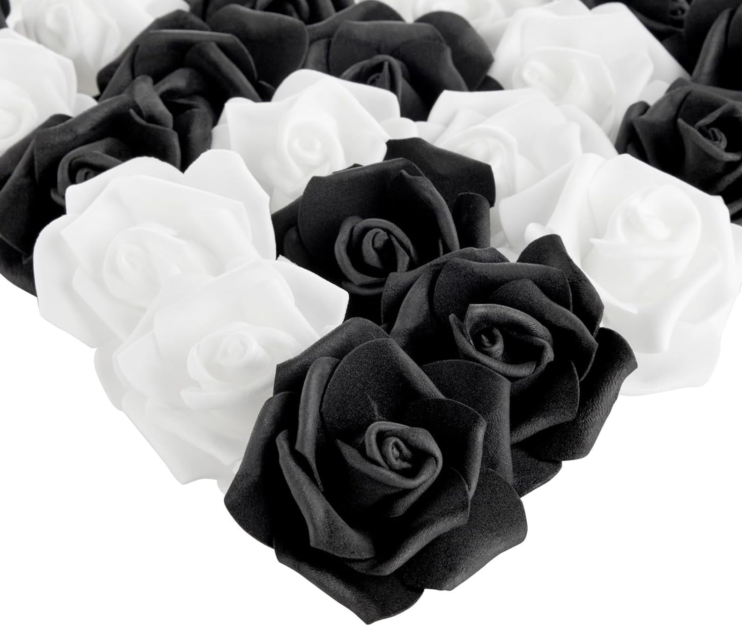 BESTKITTY 100 Pa Bla and White Arti, Bulk Steml Fake Foam Roses for ...