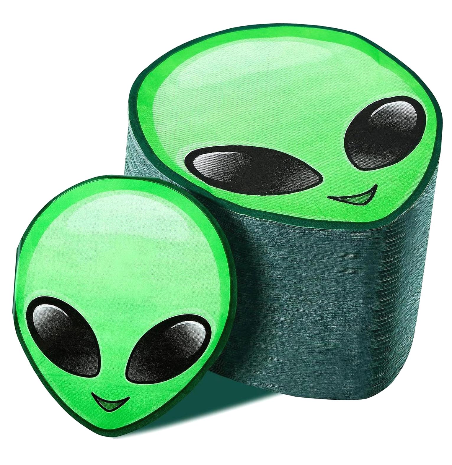 BESTKITTY 100 Pcs Alien Dessert Napkins Cocktail Green Dinner Napkins ...