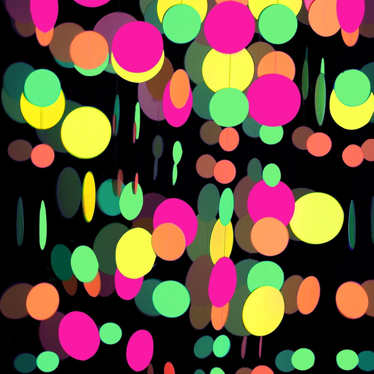 BESTKITTY 108feet Per UV Round n Garland n Streamers Bla Light ...