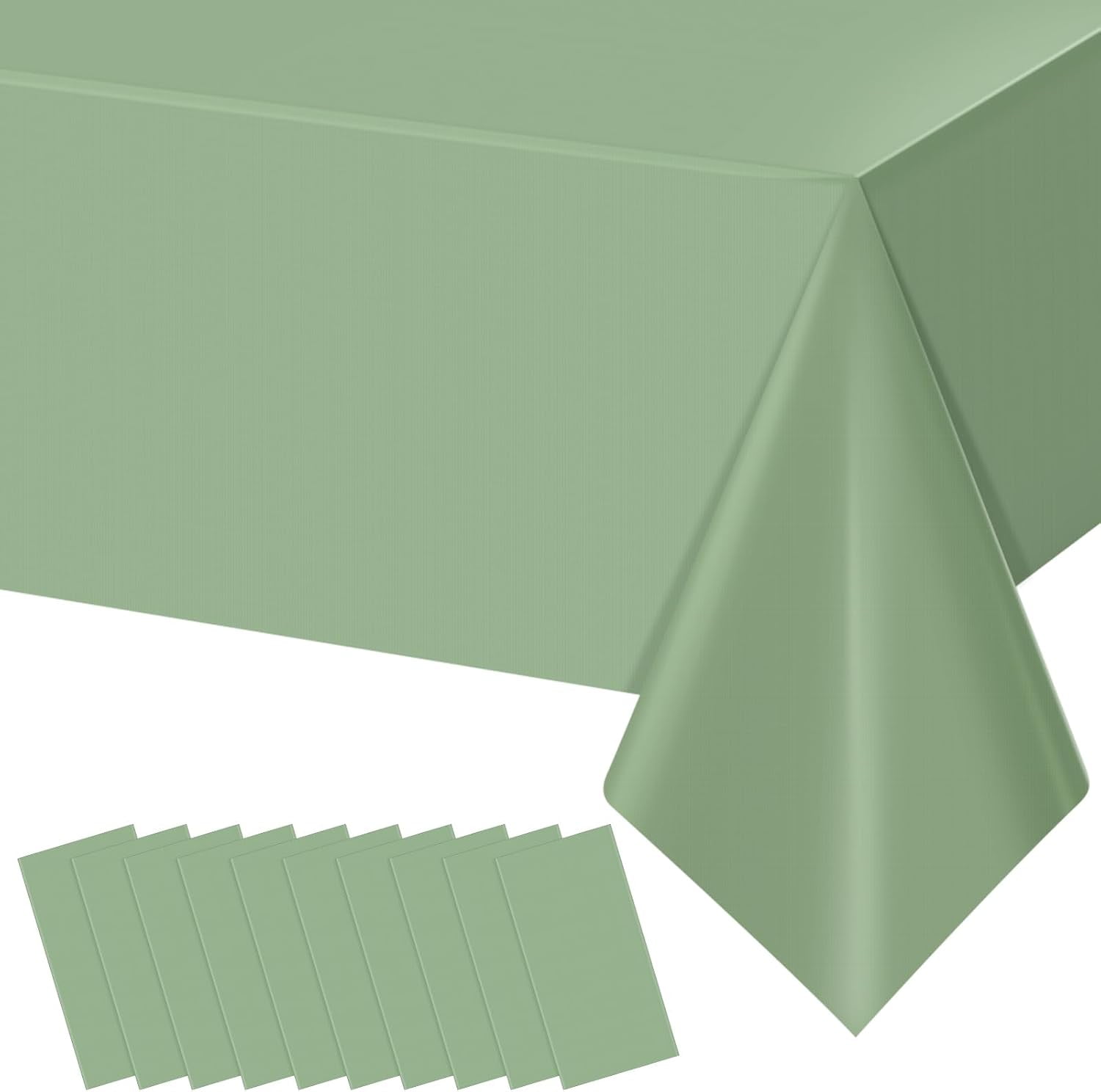 BESTKITTY 10Pa Sage Green Plast Tablecloths for Rectangle Tables, Light ...