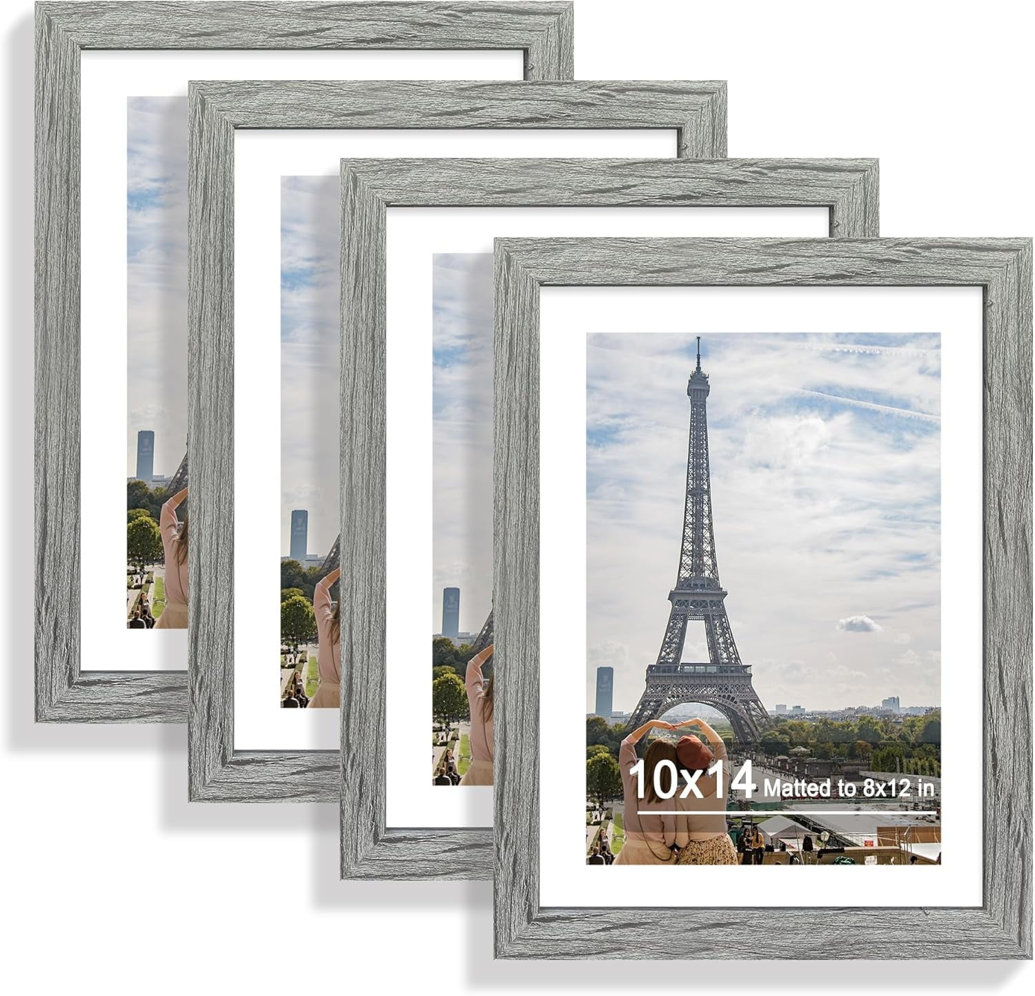 BESTKITTY 10x14 Pture F Set of 4, Made of Glass and Grey Wooden Fe ...
