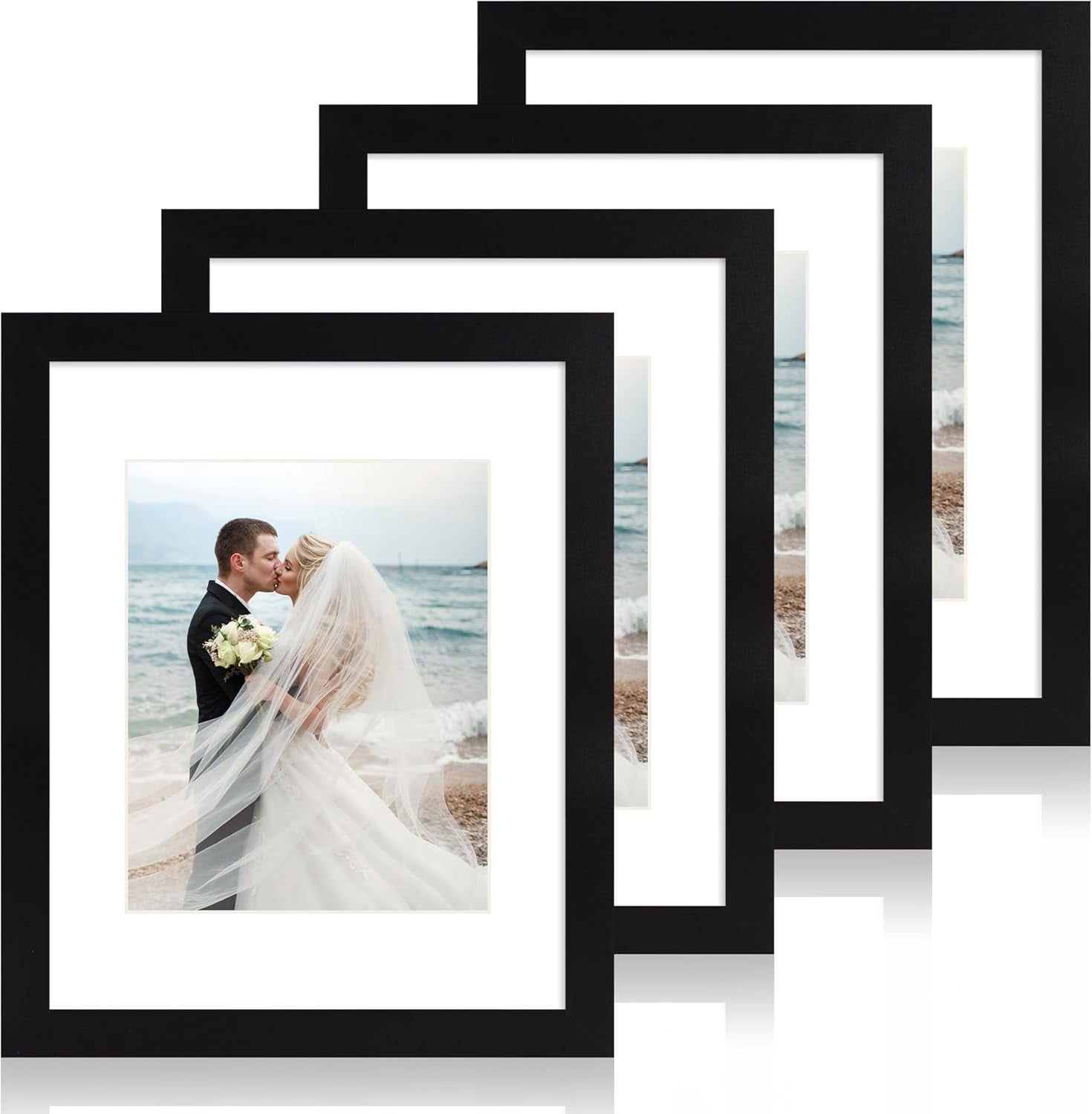 BESTKITTY 11x14 Pture F Set of 4 with Tempered Glass, Bla Fe Display ...