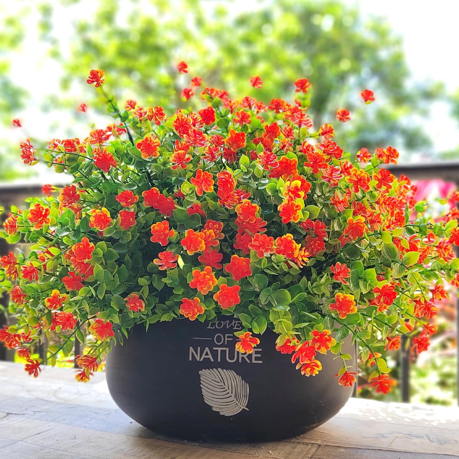 BESTKITTY 12 Bundles Arti for Outdoors, UV Rnt Fake Flowers with Plast ...