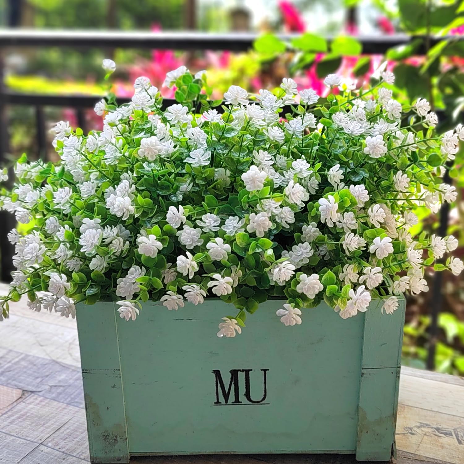 BESTKITTY 12 Bundles Arti for Outdoors, UV Rnt Fake Flowers with Plast ...