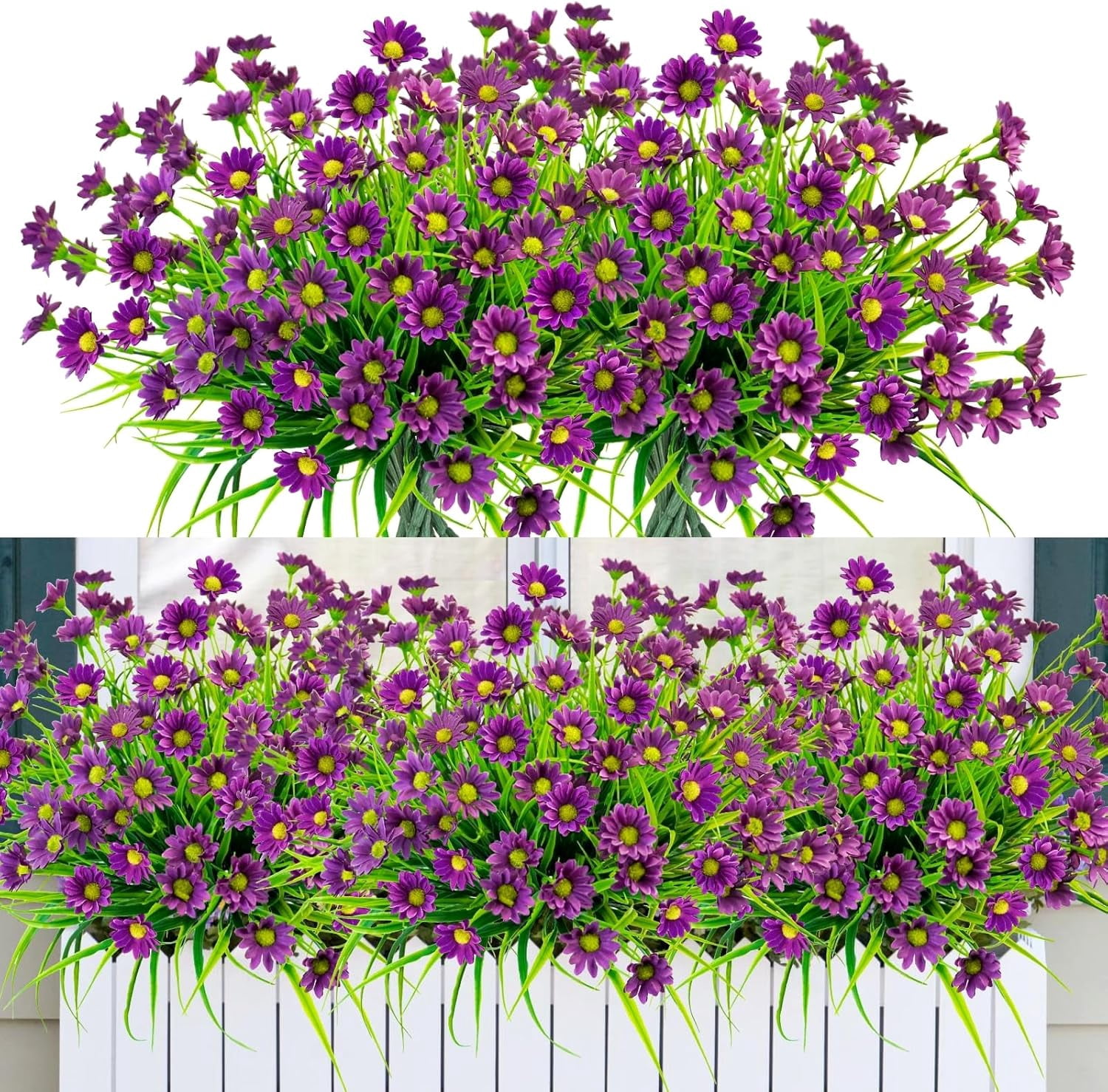 BESTKITTY 12 Bundles Artiial Des Flowers Outdoor UV Rnt Fake Silk Daisy ...