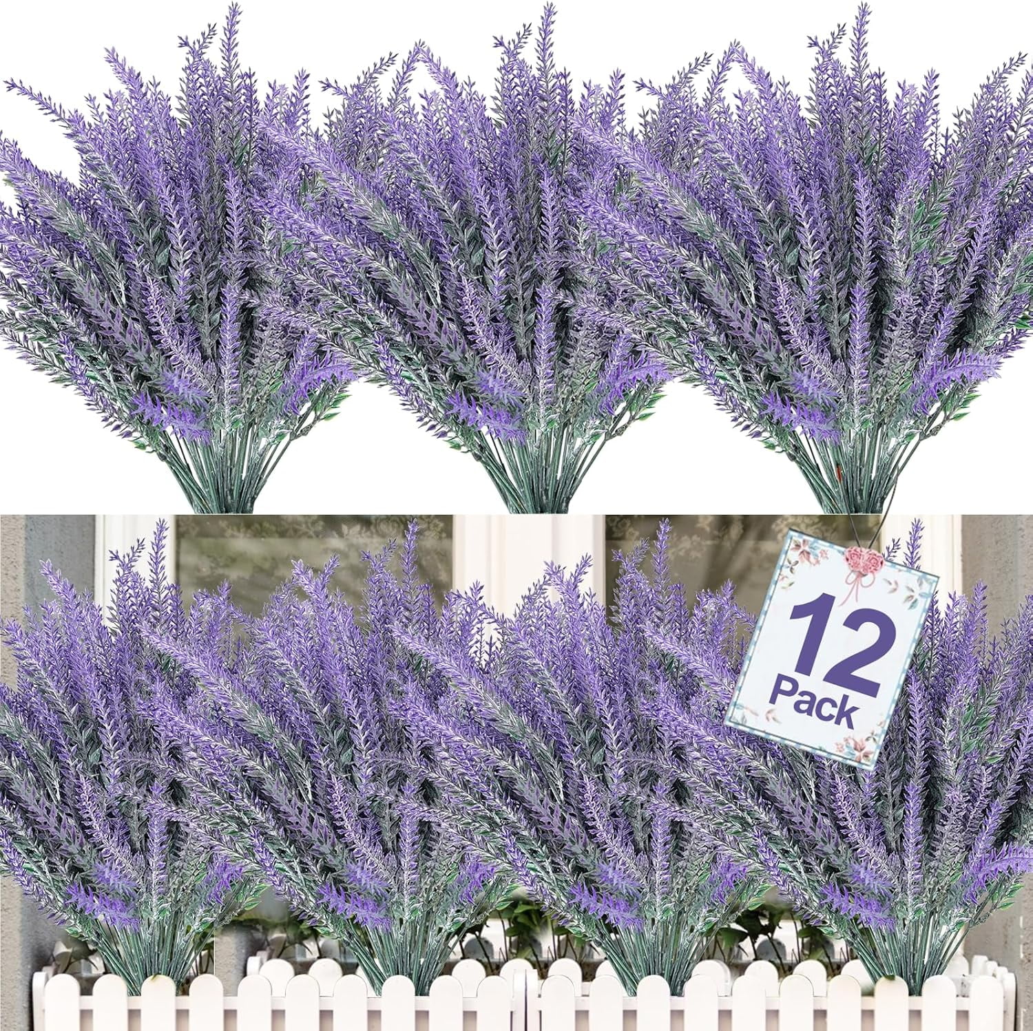 BESTKITTY 12 Bundles Artiial Lavender Flowers Fake Flowers Artiial ...