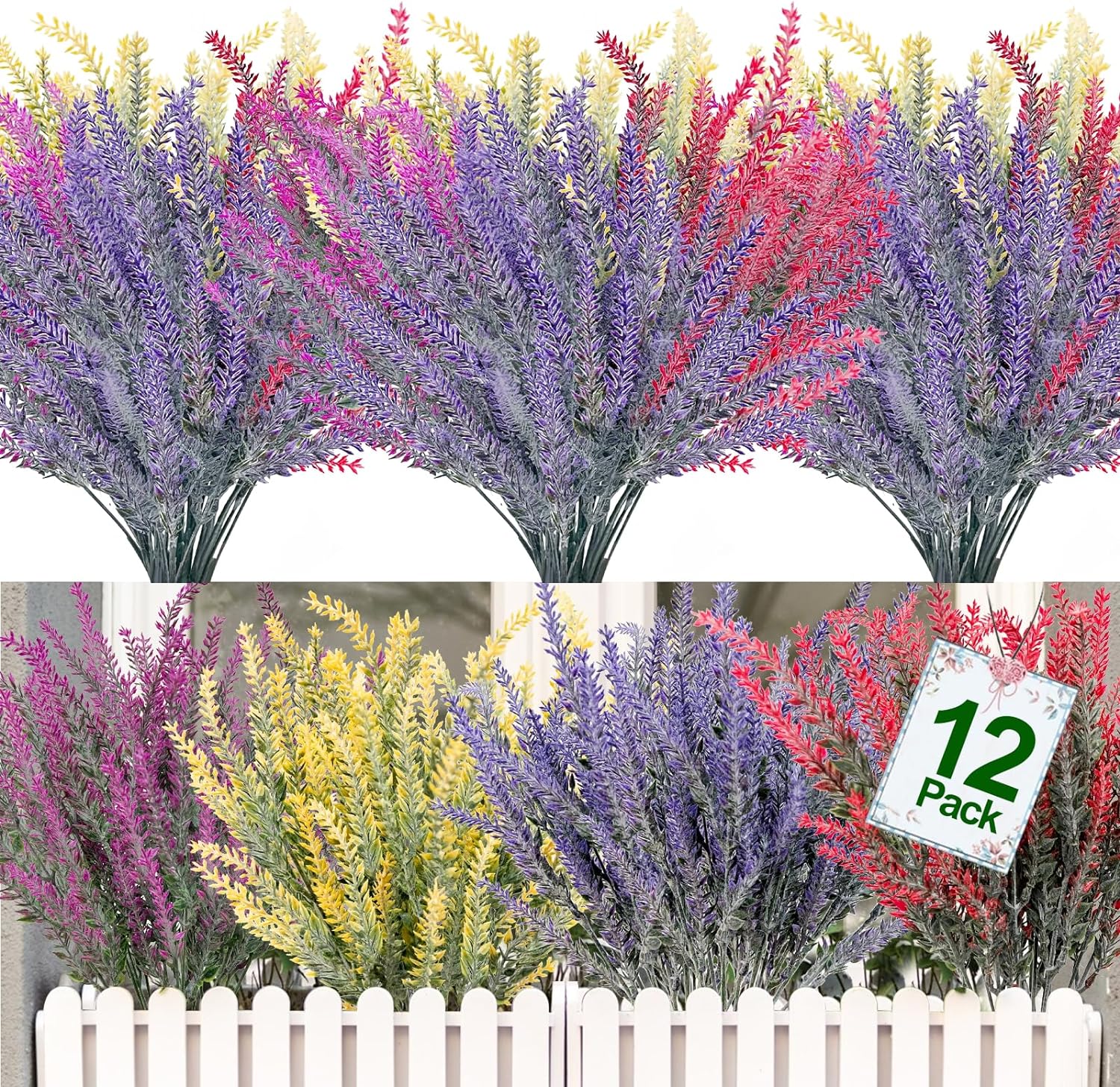 BESTKITTY 12 Bundles Fake Flowers Artiial Lavender Flowers Artiial ...
