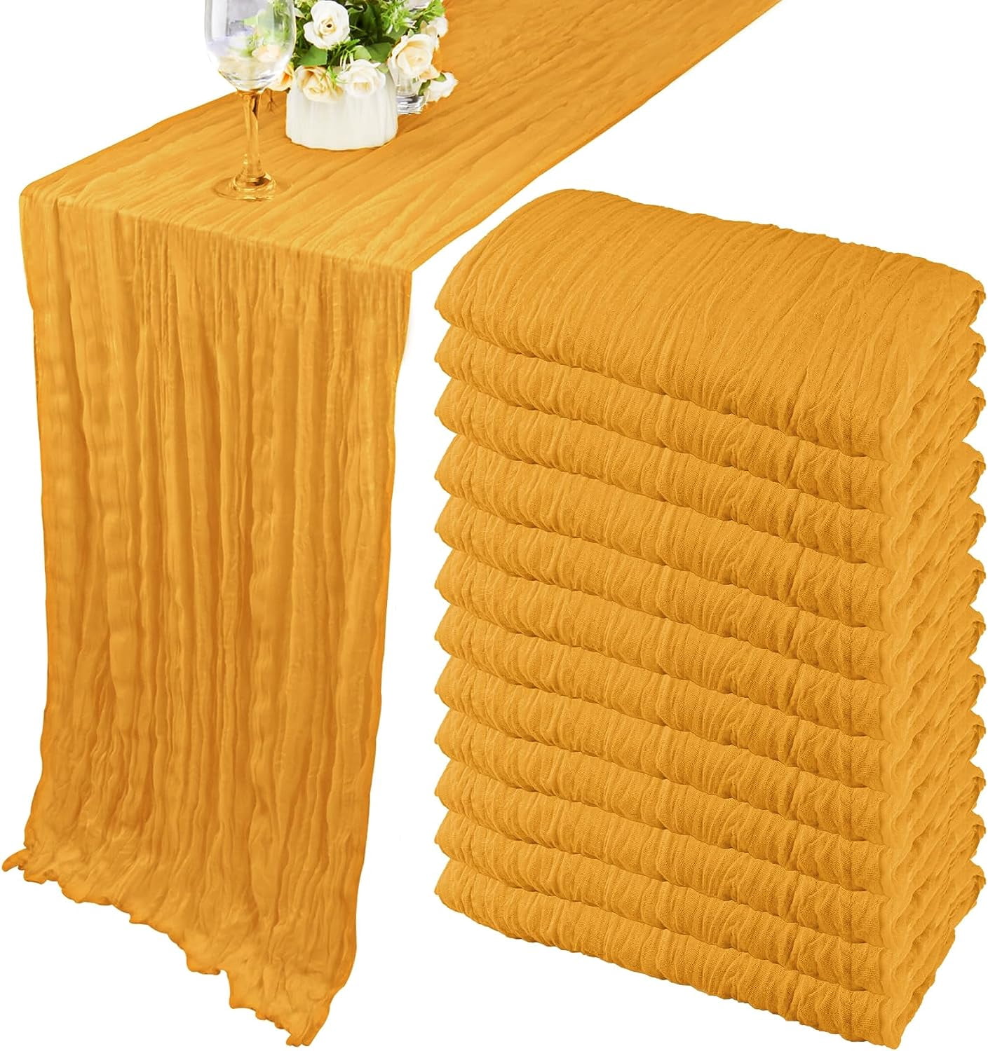 BESTKITTY 12 Pa 10Ft eesecloth Table Runner 35x120 In Boho Gauze Rust ...