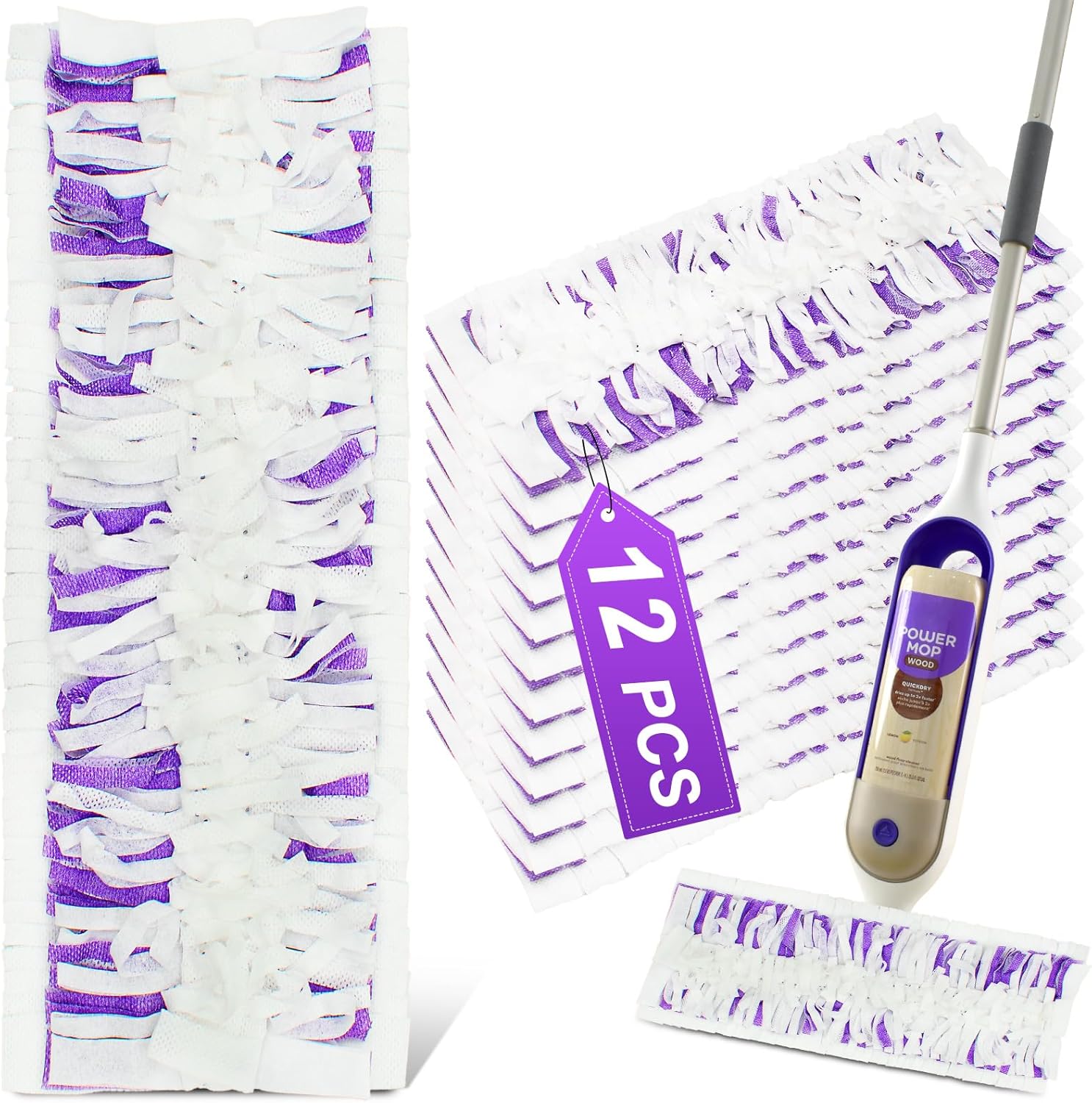 BESTKITTY 12 Pa Disposable Power Mop Pads Rells for PowerMop, Multi ...