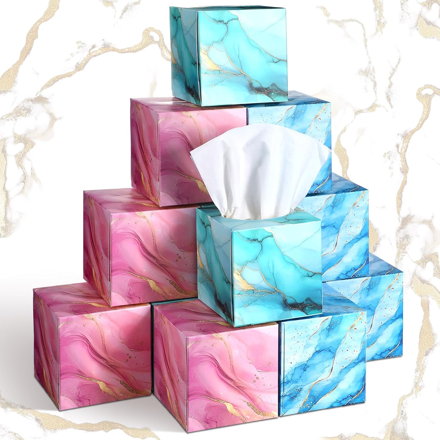 BESTKITTY 12 Pa Facial Tissues Cube Boxes Bulk 3-ply Square Face ...