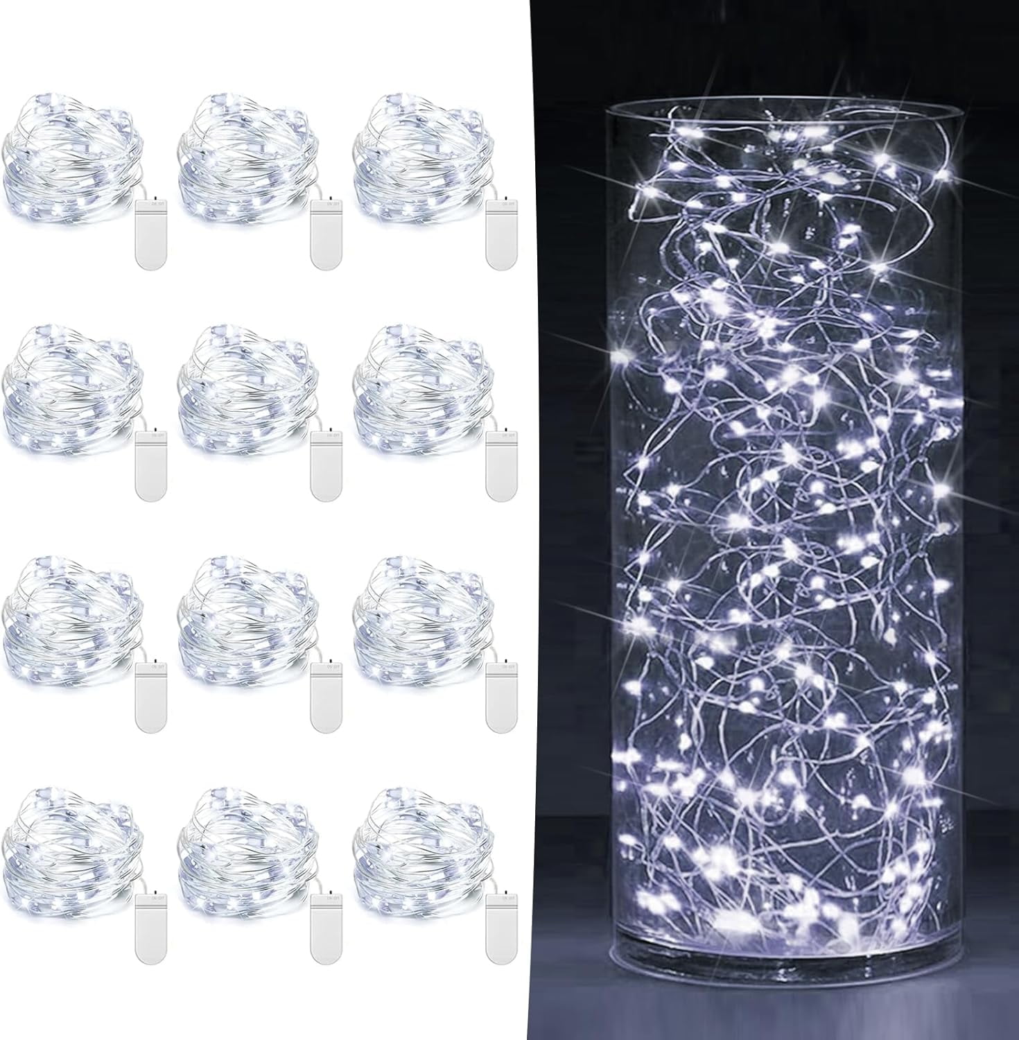 BESTKITTY 12 Pa Fairy Lights Battery Operated 7ft 20 LED Mini St ...