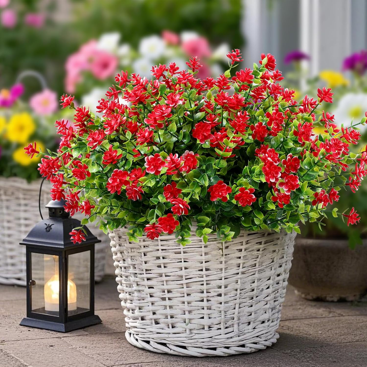 BESTKITTY 12 Pa UV Rnt Arti & Plants for Outdoor Decor, Faux Eucalyptus Leaves & Fake Lavender ...