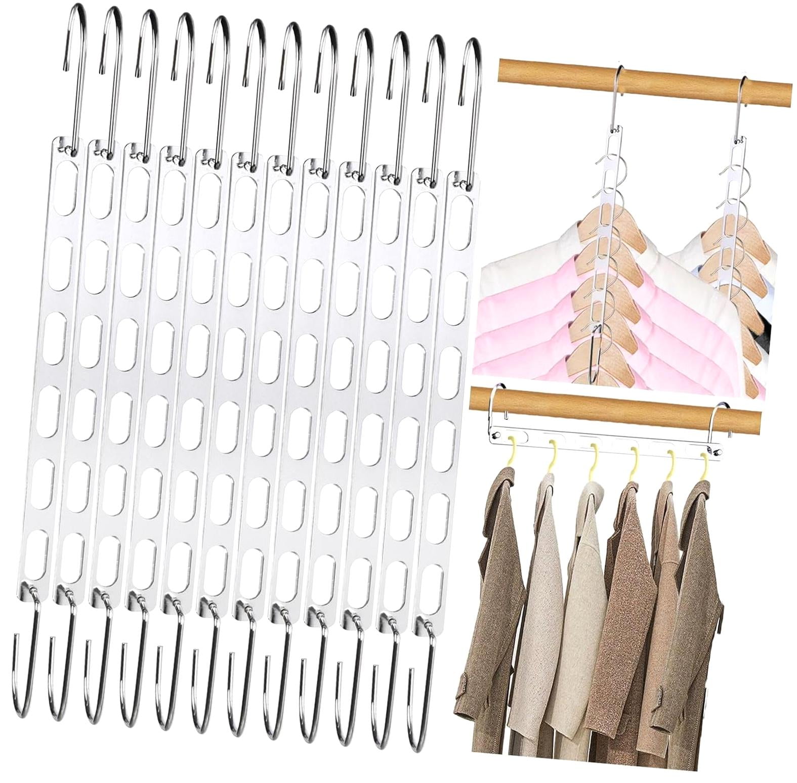 BESTKITTY 12 Pack Space Saving Hangers for Clothes, Collapsible Metal ...
