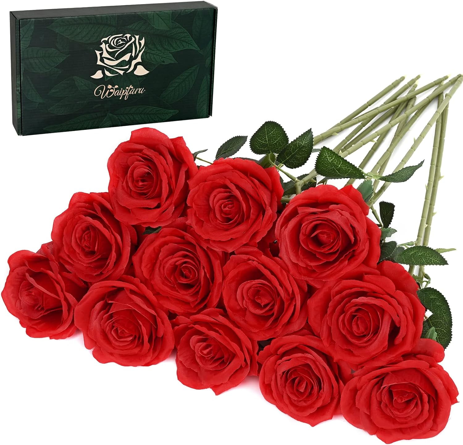BESTKITTY 12 Pcs Arti Fake Silk Roses, Faux Real Tou Roses Bouquet with ...